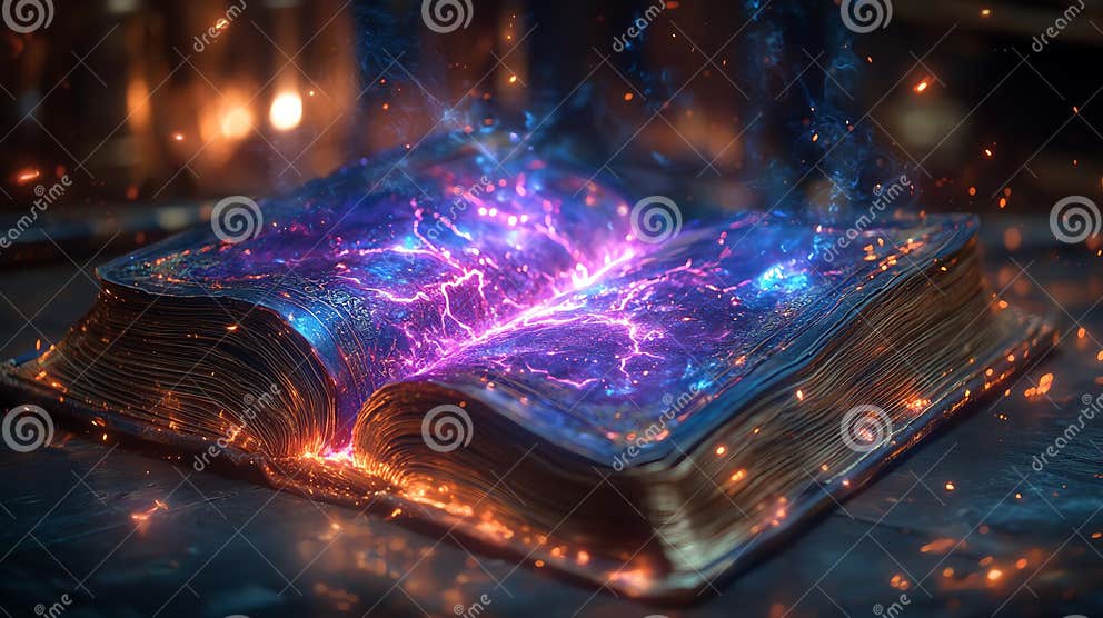 A Mystical Book Glows with Swirling Colors, Representing Knowledge and ...