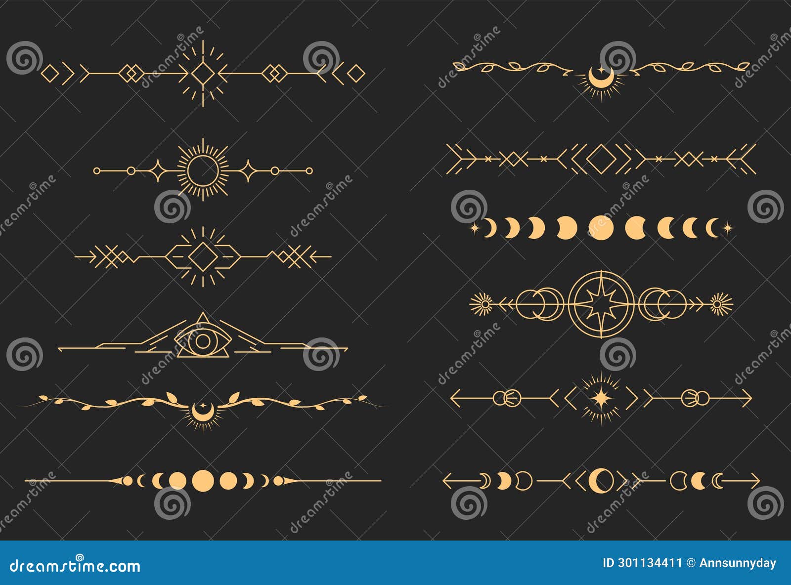 Mystical Book Vignettes in Tarot Style, Esoteric Dividers and ...