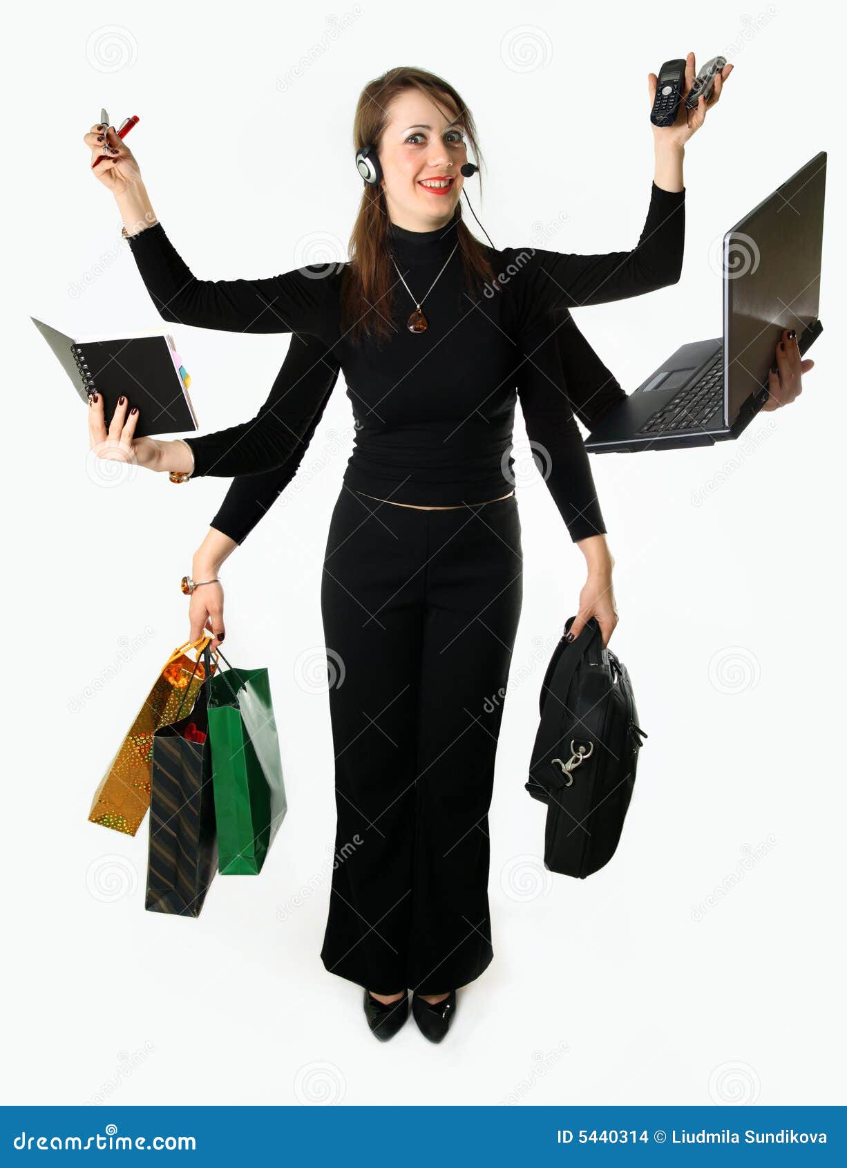 Mystical Businesswoman in a Multitask Mode Stock Photo - Image of ...