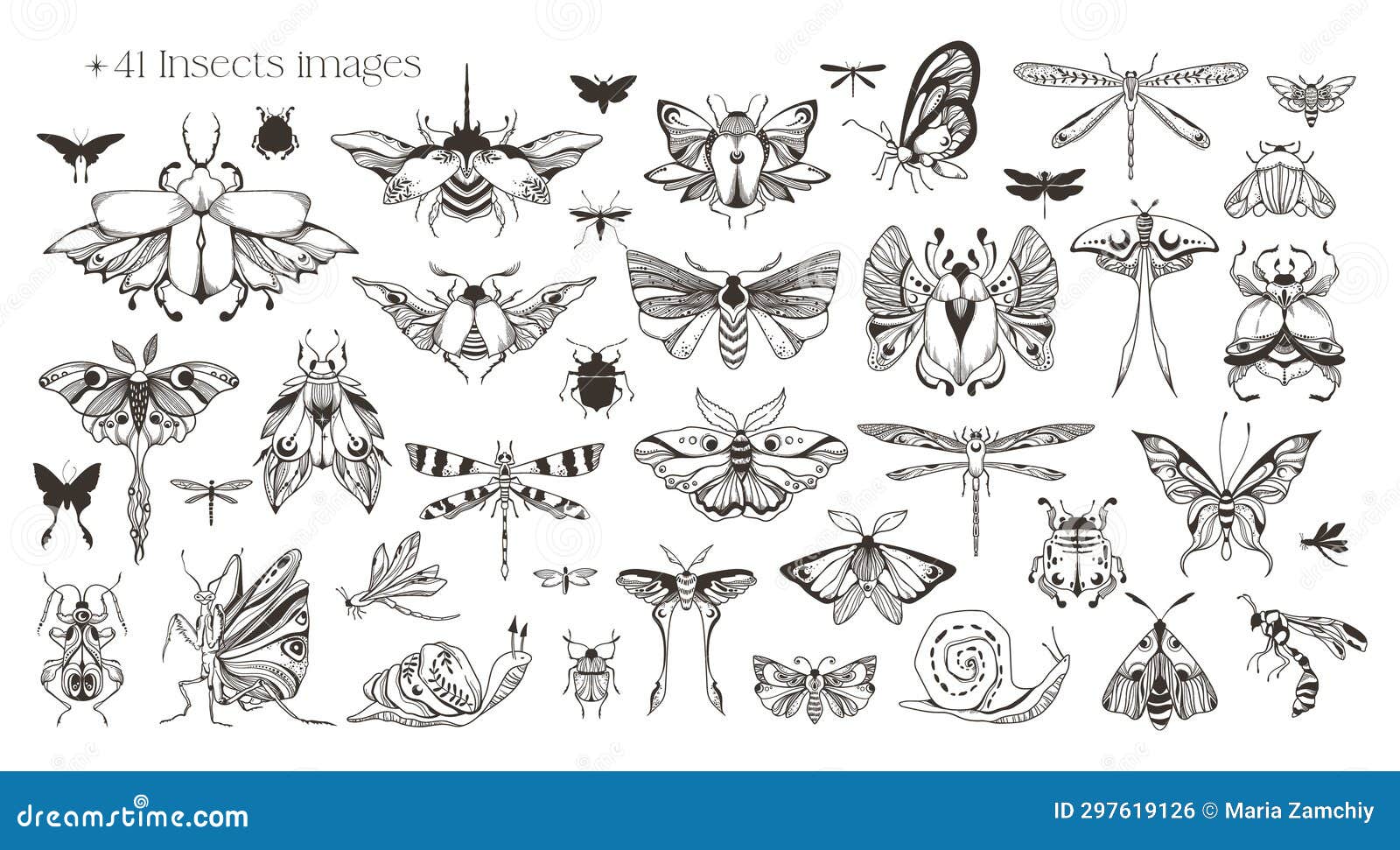 Mystical Celestial Moth, Bug, Beetle, Dragonfly, Butterfly, Snail Clip ...