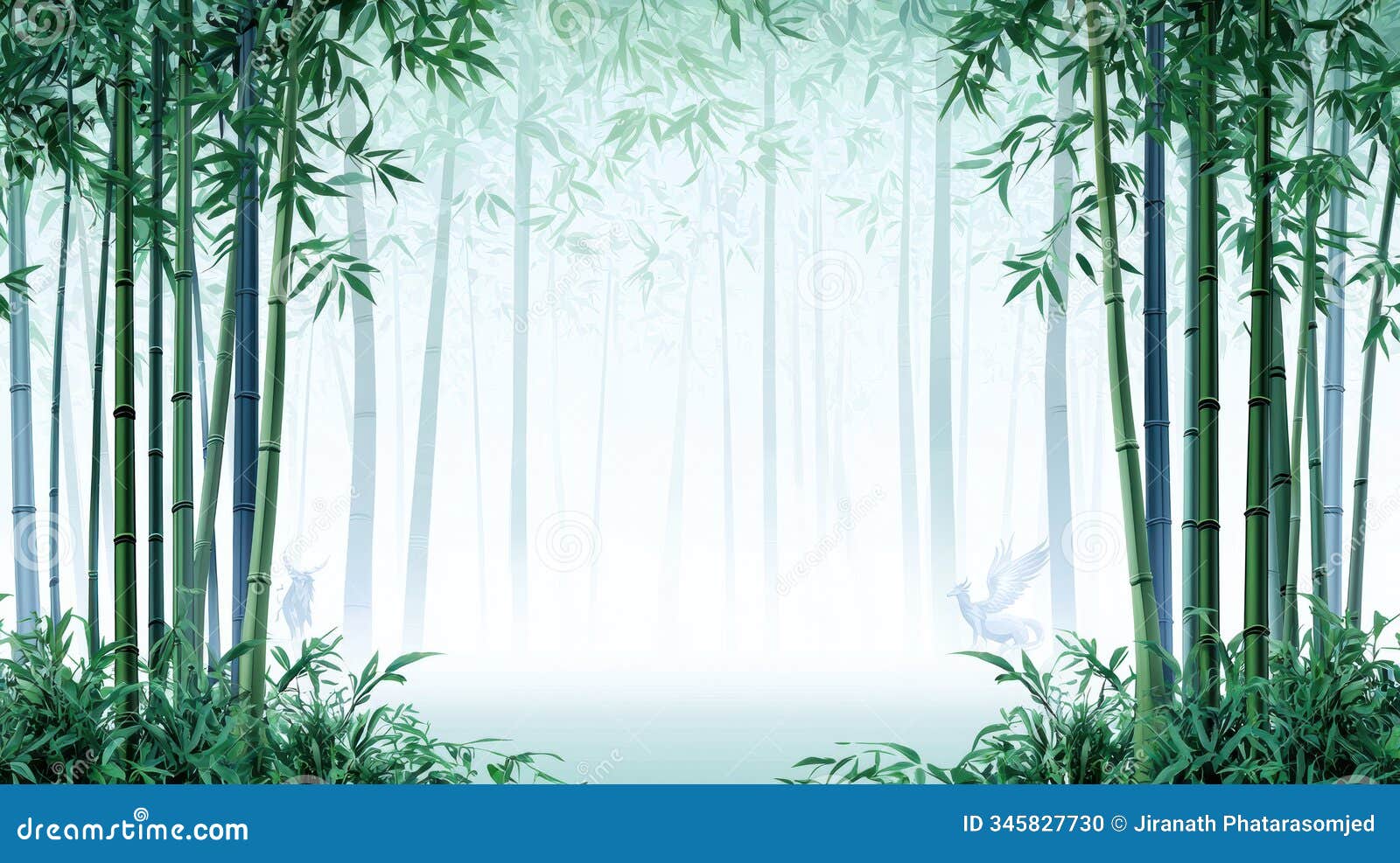 Mystical Chinese Forest with Towering Bamboo Trees and Ethereal ...