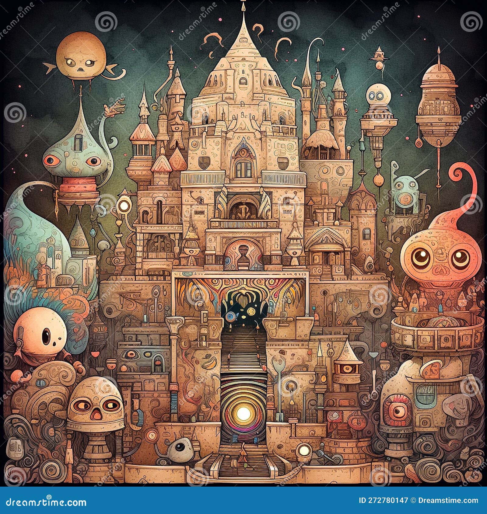 Mystical City Castle. Intricate Pattern, Neutral Colors, Generative Ai ...