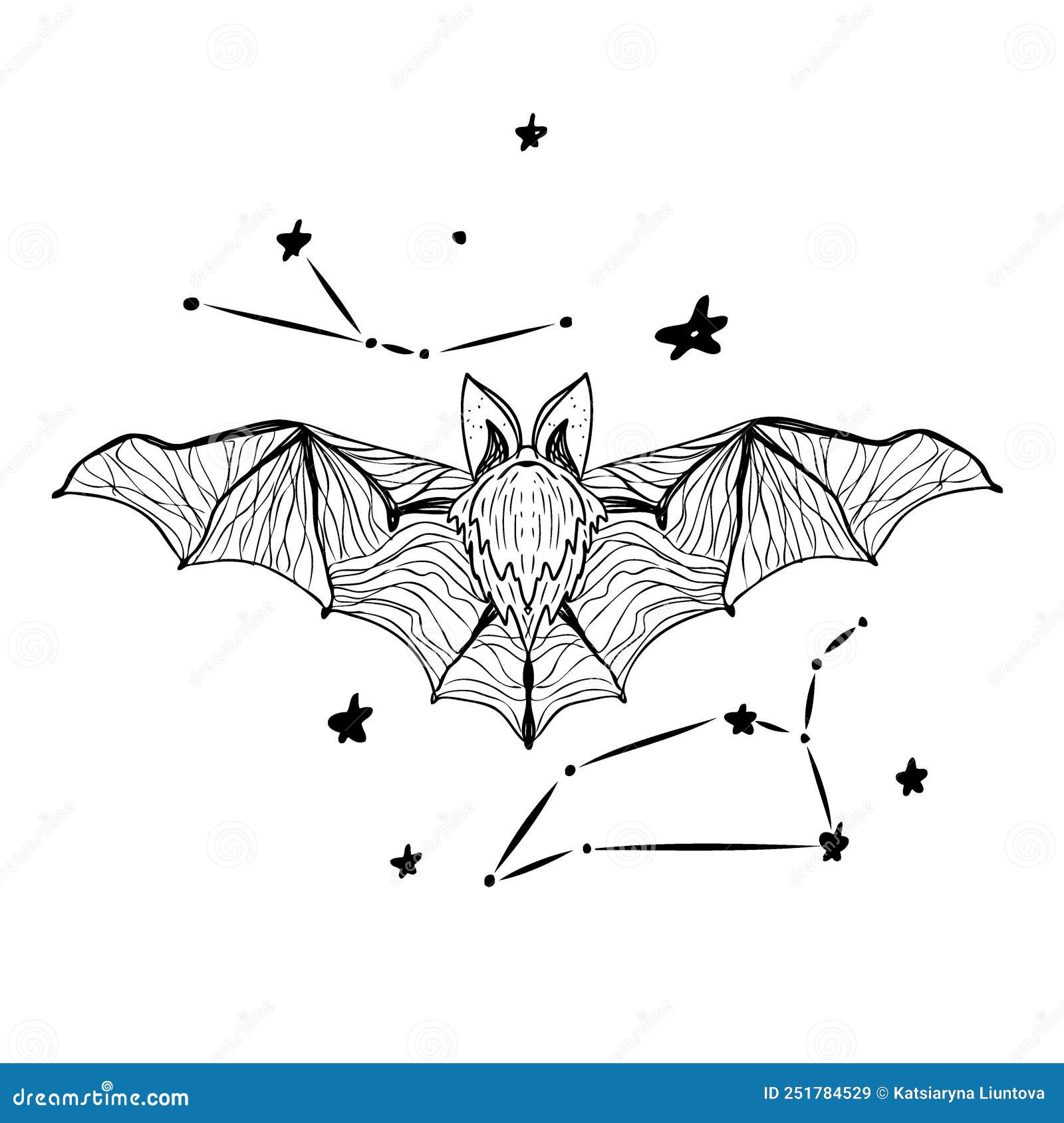 Mystical Composition Vector Line Art Illustration with Magic Elements ...