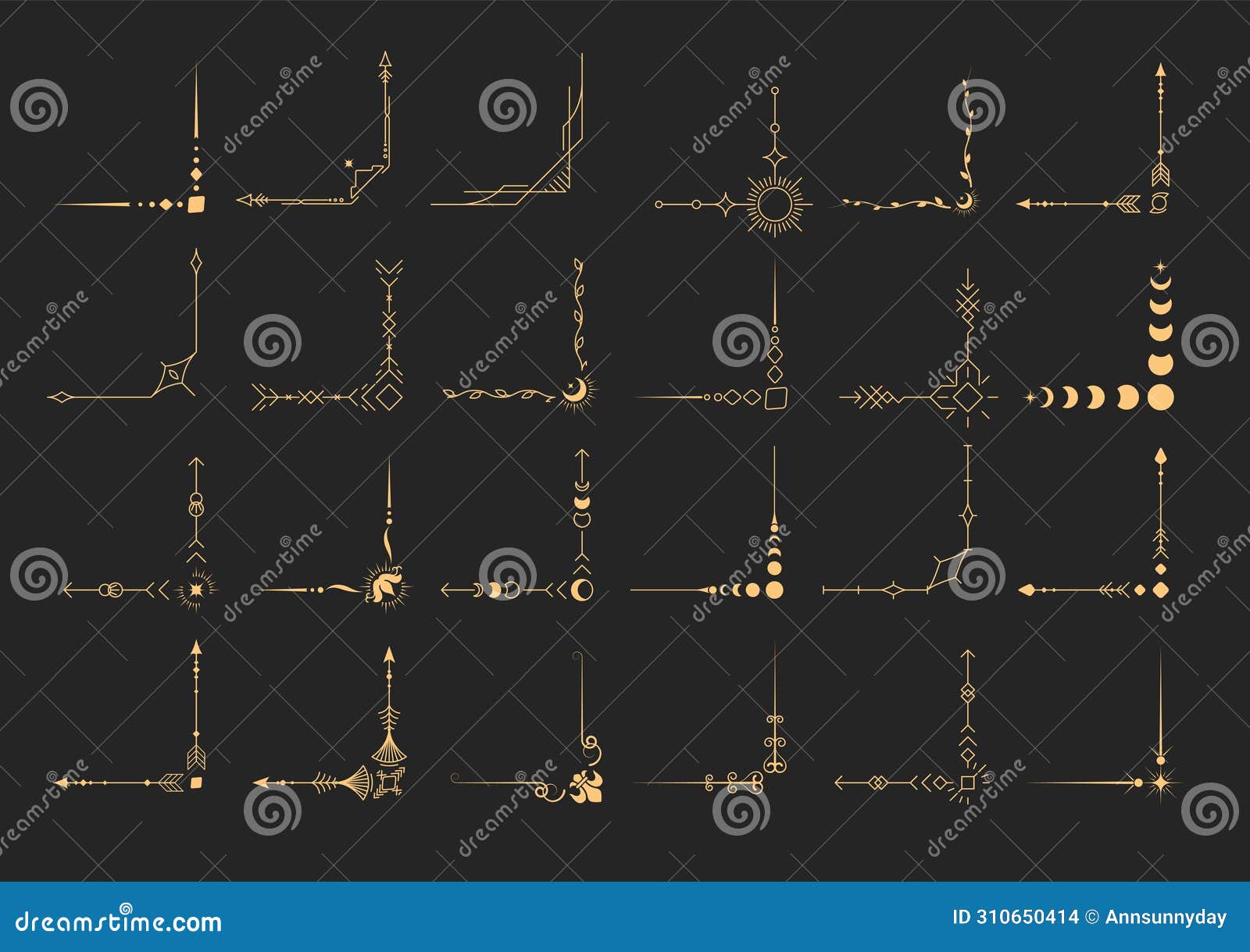 Mystical Corners Set, Frames and Borders in Tarot Style, Magic and ...