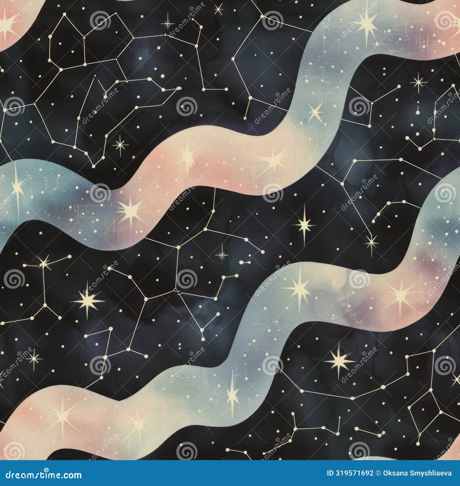 Mystical Cosmic Pattern with Starry Night Stock Photo - Image of ...