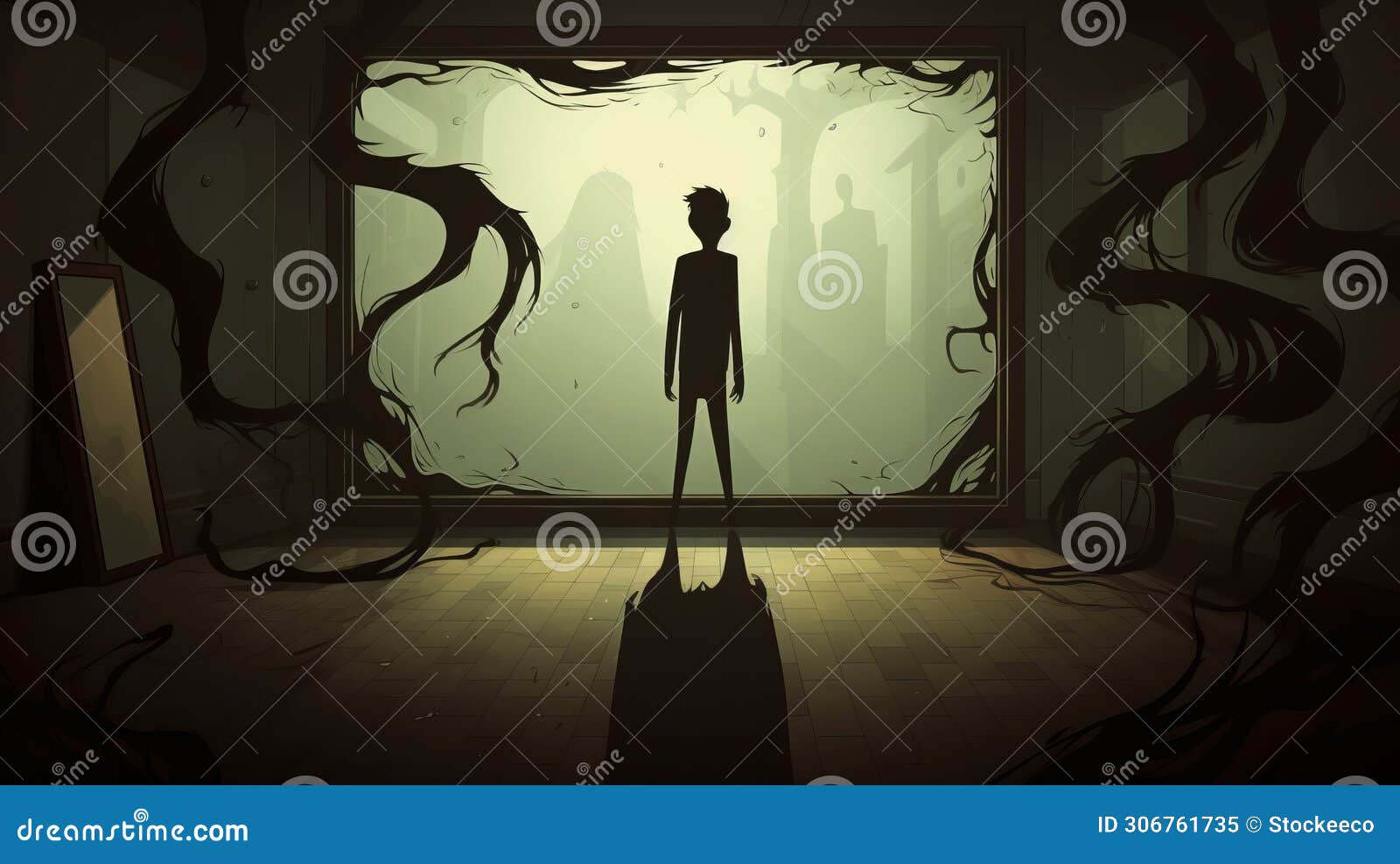 Mystical Dark Room Animation with Slender Man and Solarpunk Elements ...