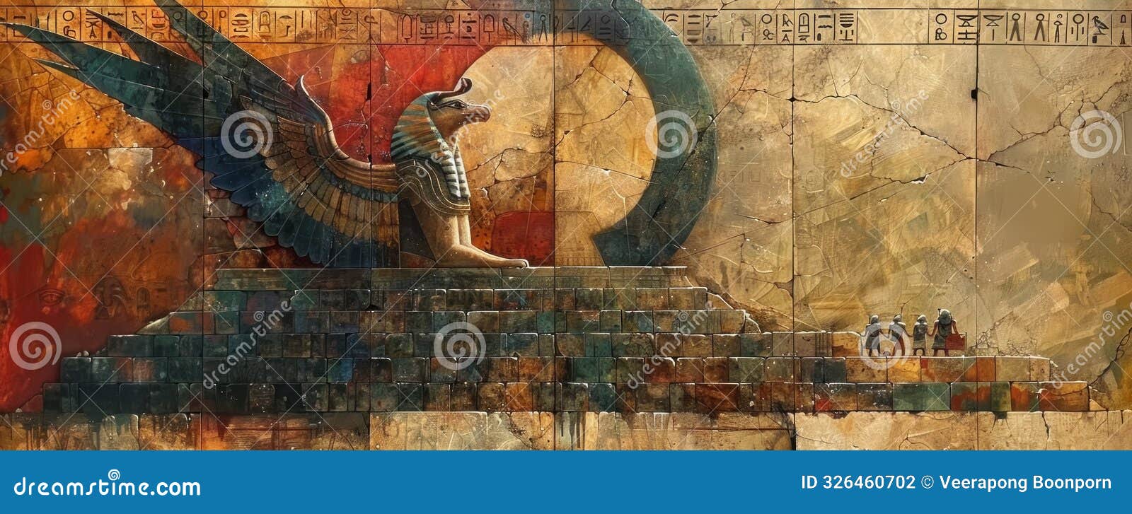 A Mystical Depiction of Amon Ra in Animal Form Overseeing the ...