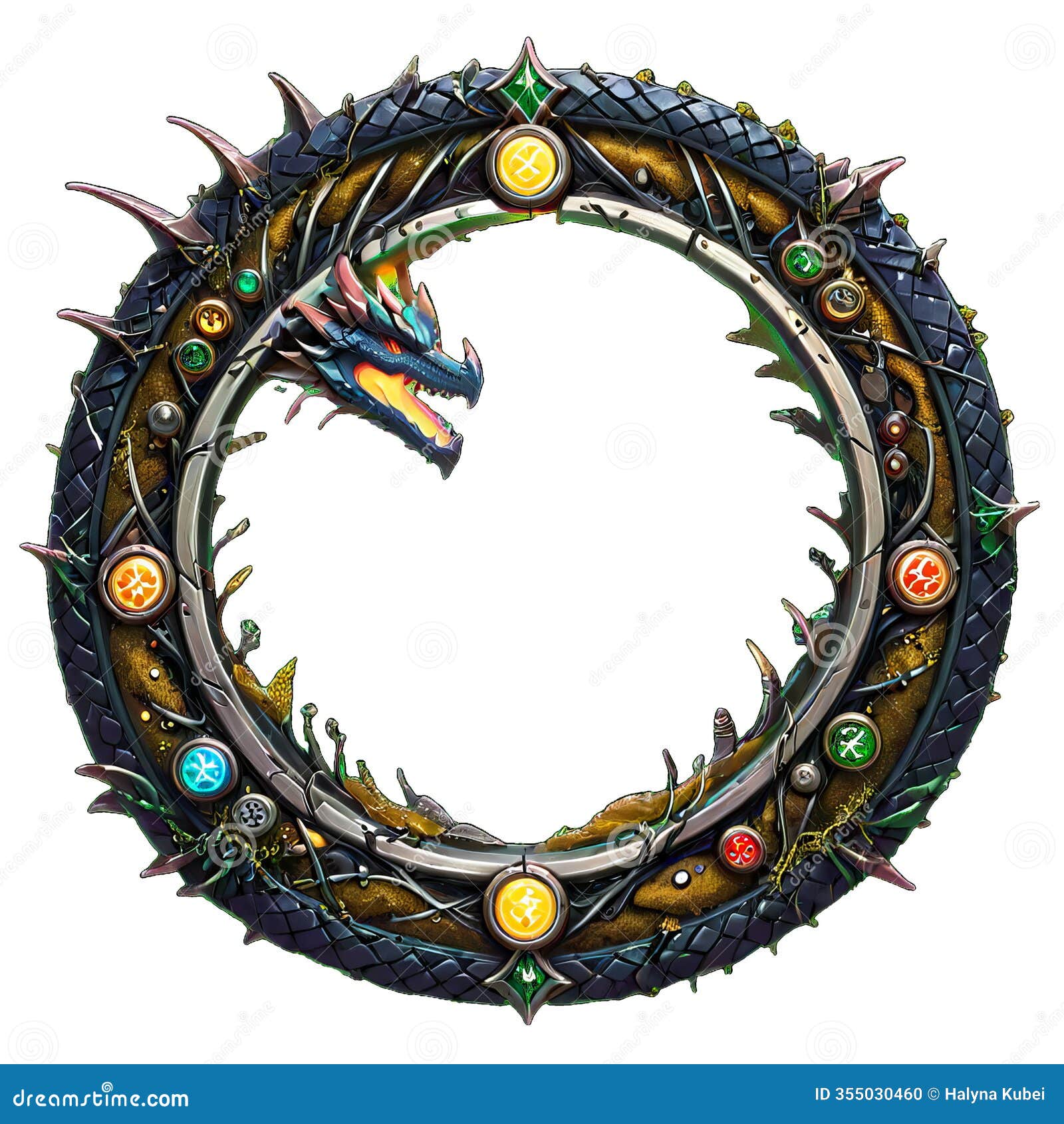 A Mystical Dragon-Themed Token Ring with Elemental Symbols Stock Photo ...