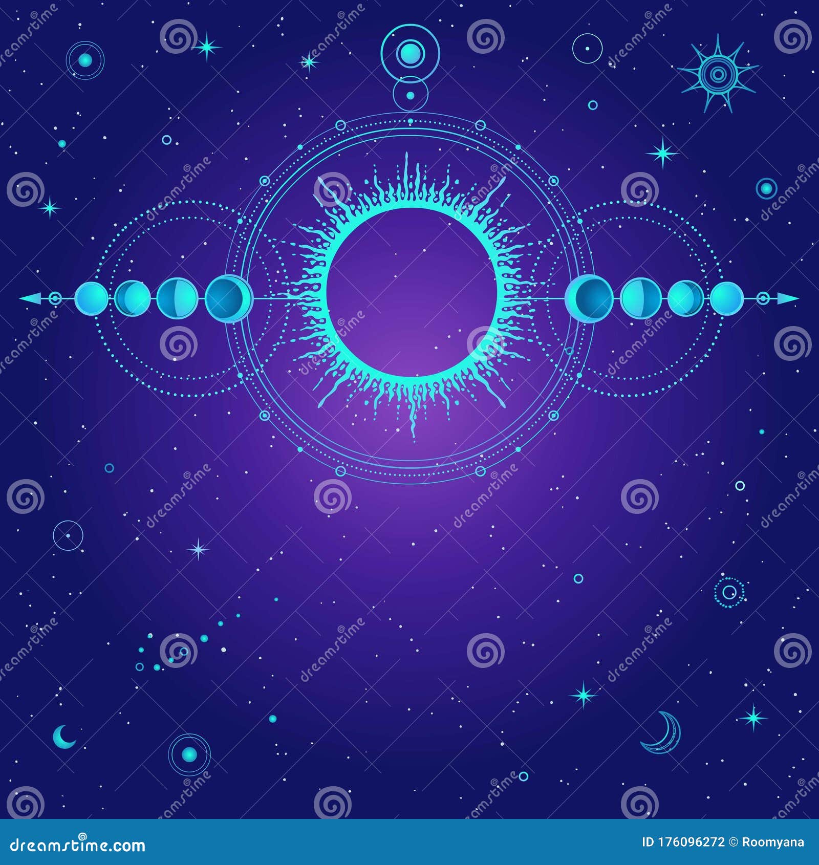 Mystical Drawing: All-seeing Eye, Orbits of Planets, Energy Circle ...