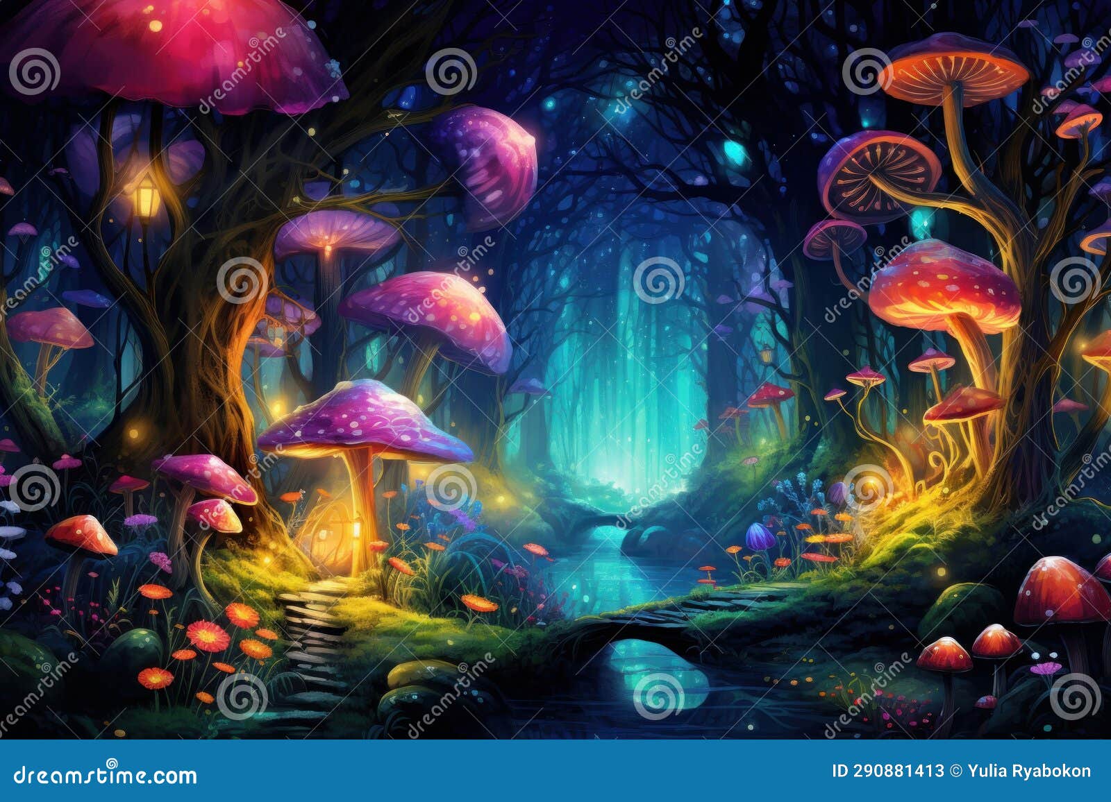 Mystical Fairy Forest. Generate Ai Stock Image - Image of fairy, foggy ...