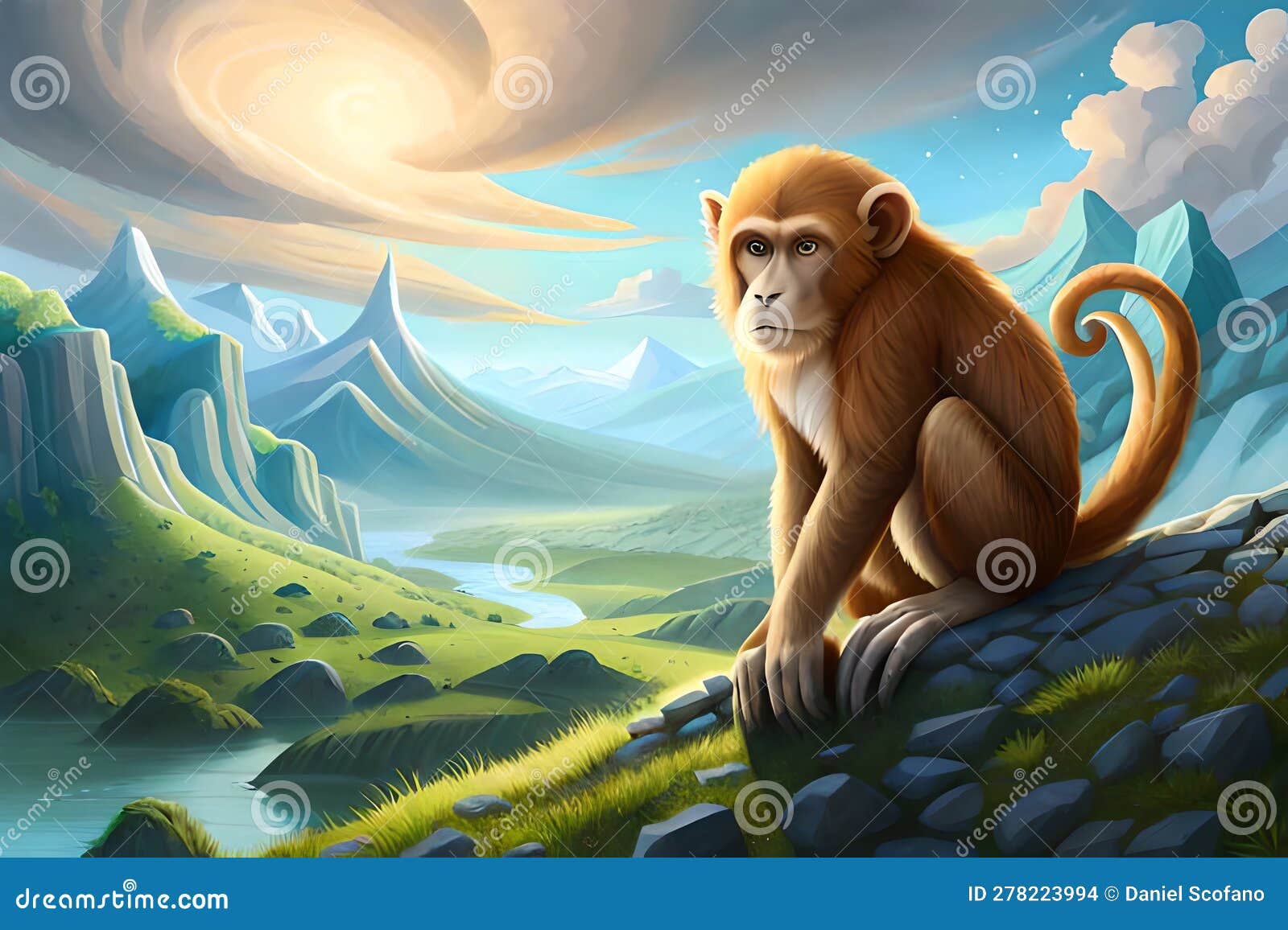 A Mystical Fantasy Monkey. stock illustration. Illustration of ...
