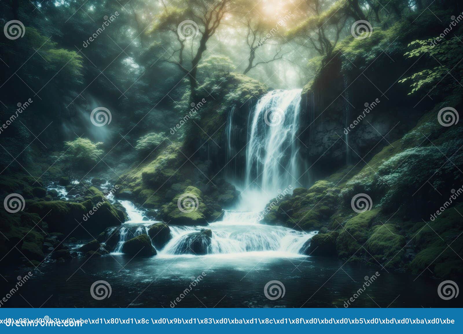 A Mystical Fantasy Waterfall Hidden Deep in a Mountain. Ai Generative ...