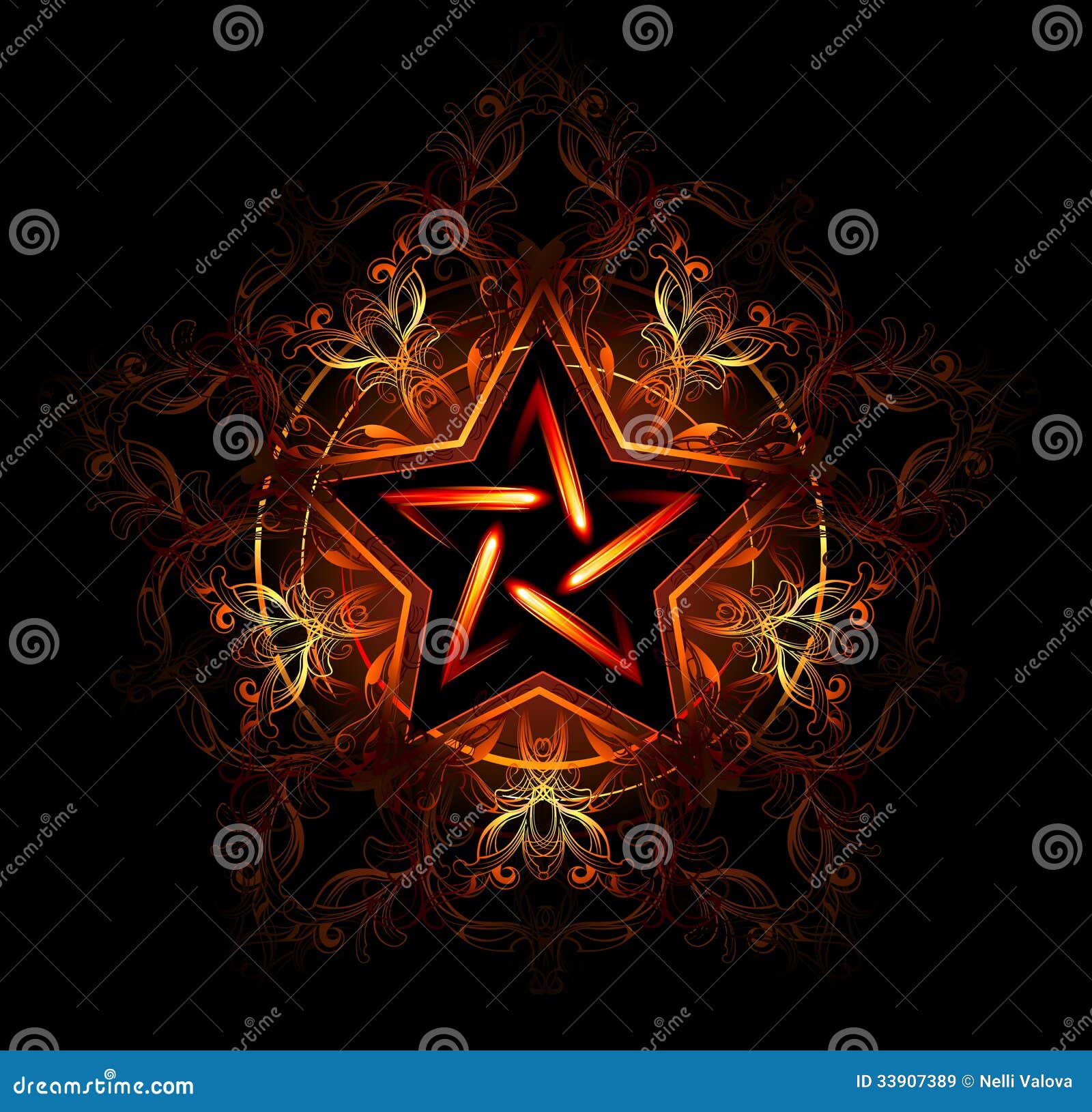 Mystical fiery star stock illustration. Illustration of drawing - 33907389