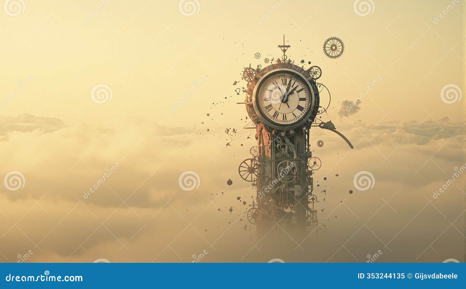 Mystical Floating Island With Waterfall And Tree In Space With Planets ...