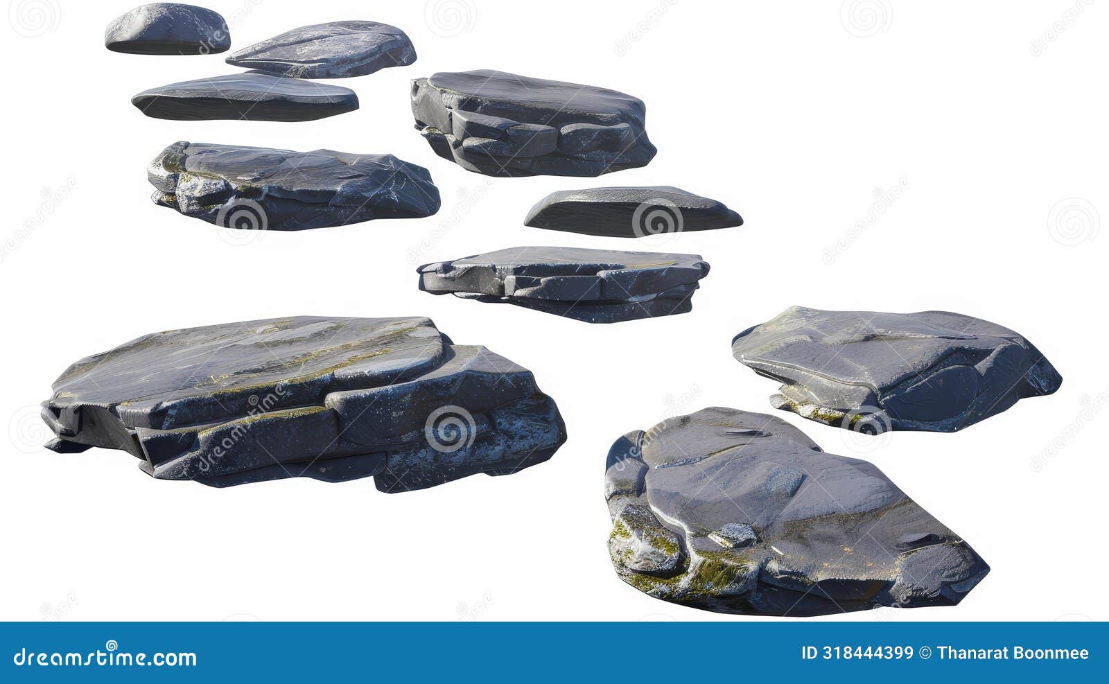 Mystical Floating Stones Creating a Skyhigh Pathway Stock Illustration ...