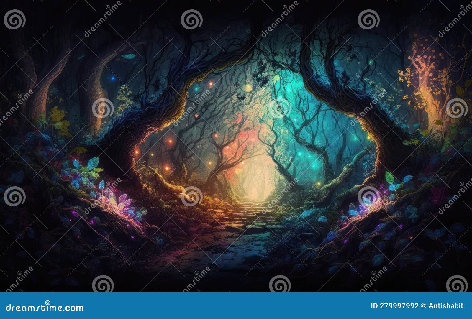 Mystical Forest, Concept of Ayahuasca Psychedelics and Hallucination ...