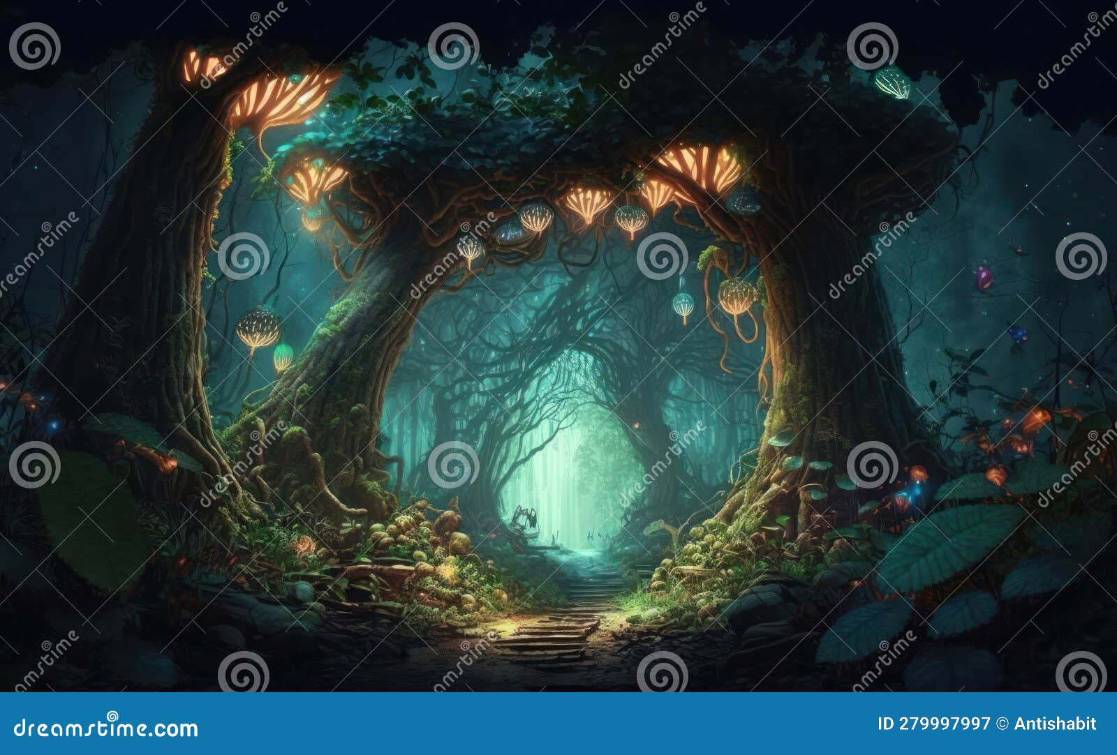 Mystical Forest, Concept of Ayahuasca Psychedelics and Hallucination ...