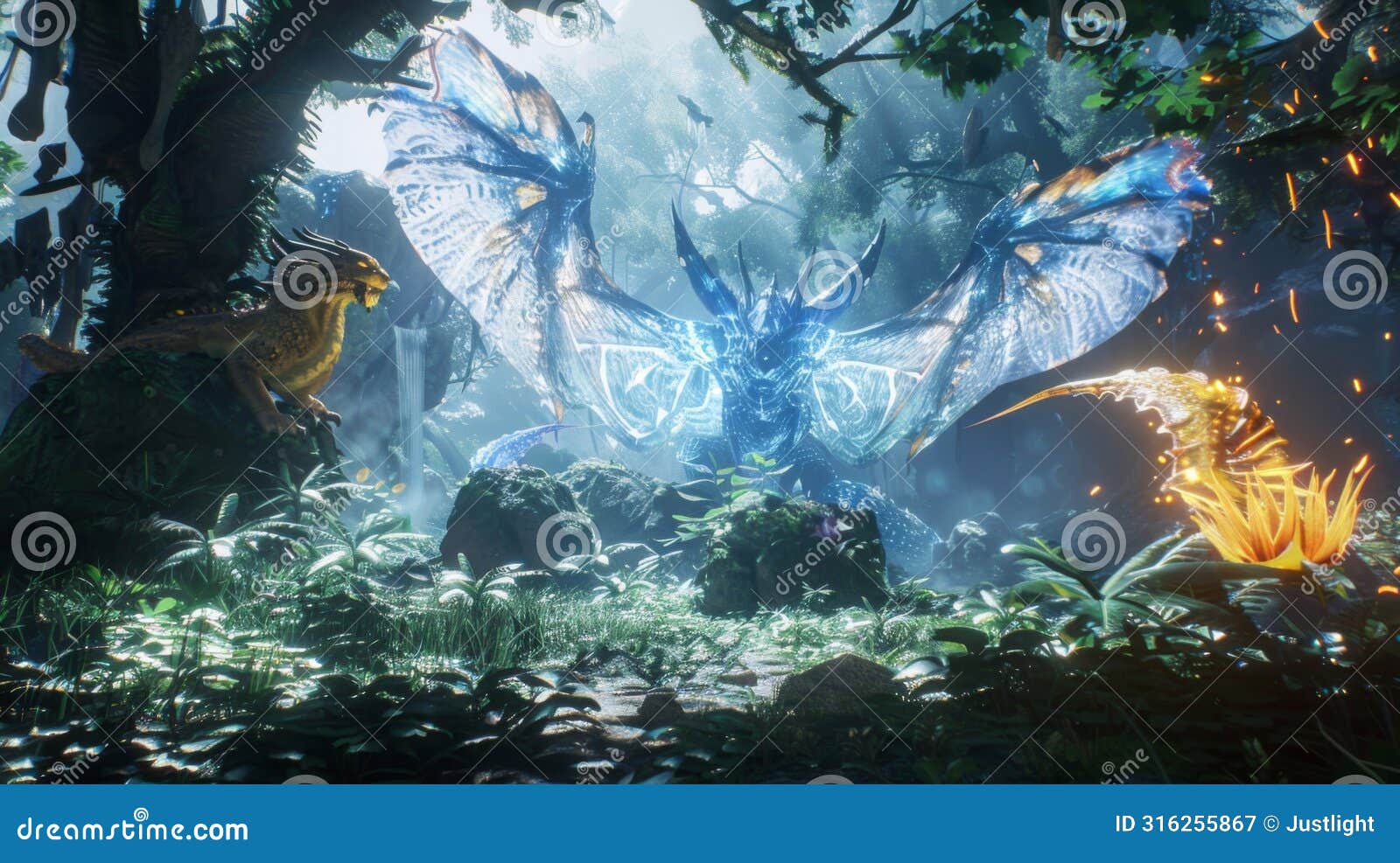 In a Mystical Forest the Convergence of Different Elemental Creatures ...