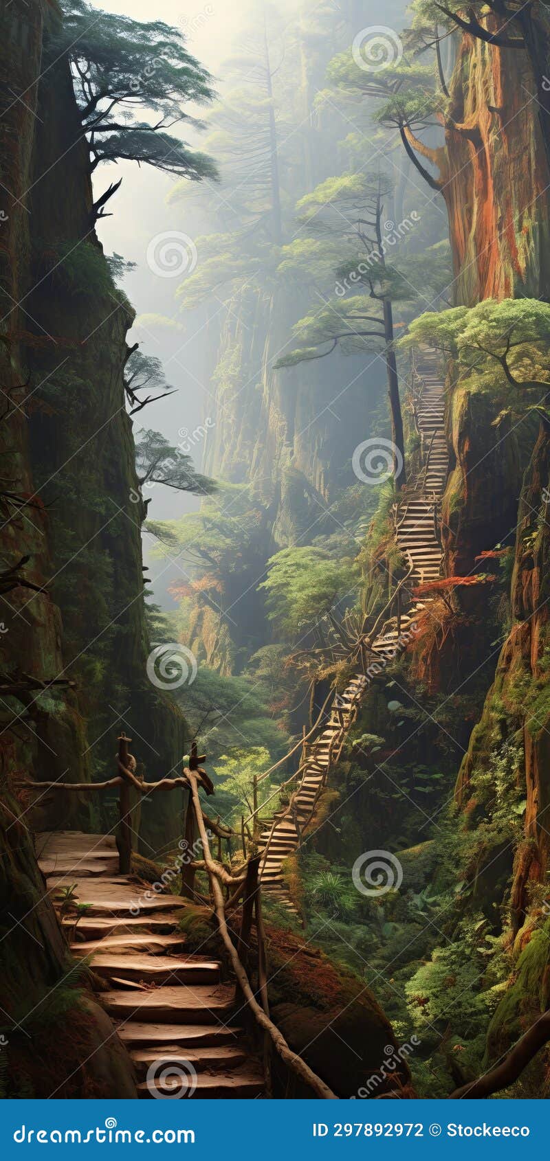 Mystical Forest Path: Ancient Chinese Art Inspired Uhd Image Stock ...