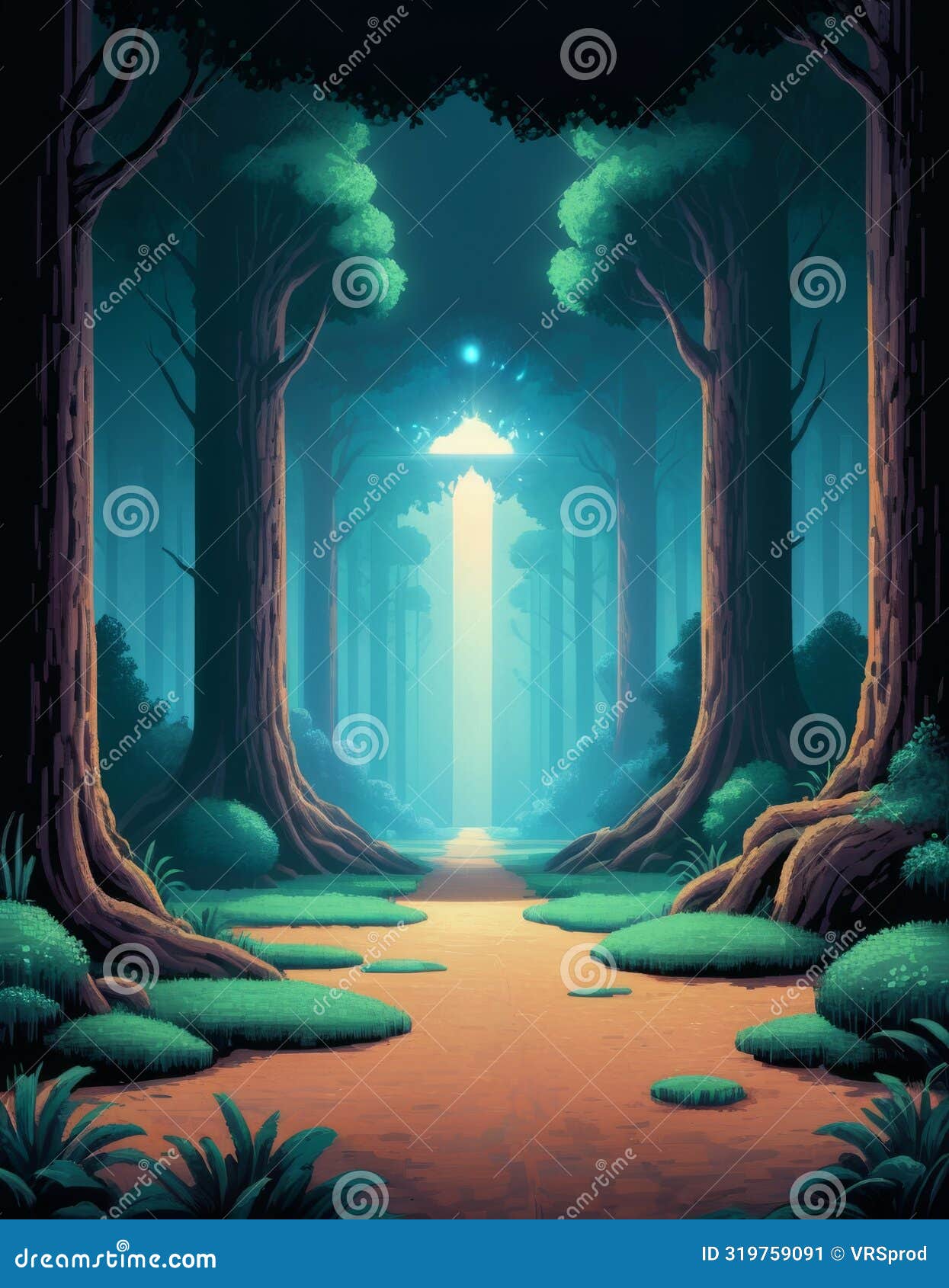 Mystical Forest Path at Twilight Stock Image - Image of lush, dreamlike ...