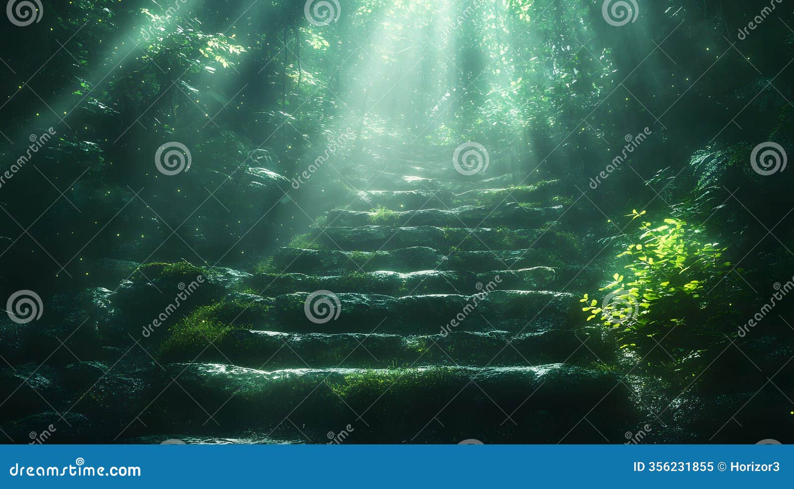 Mystical Forest Pathway Features Moss-covered Stone Steps Leading ...
