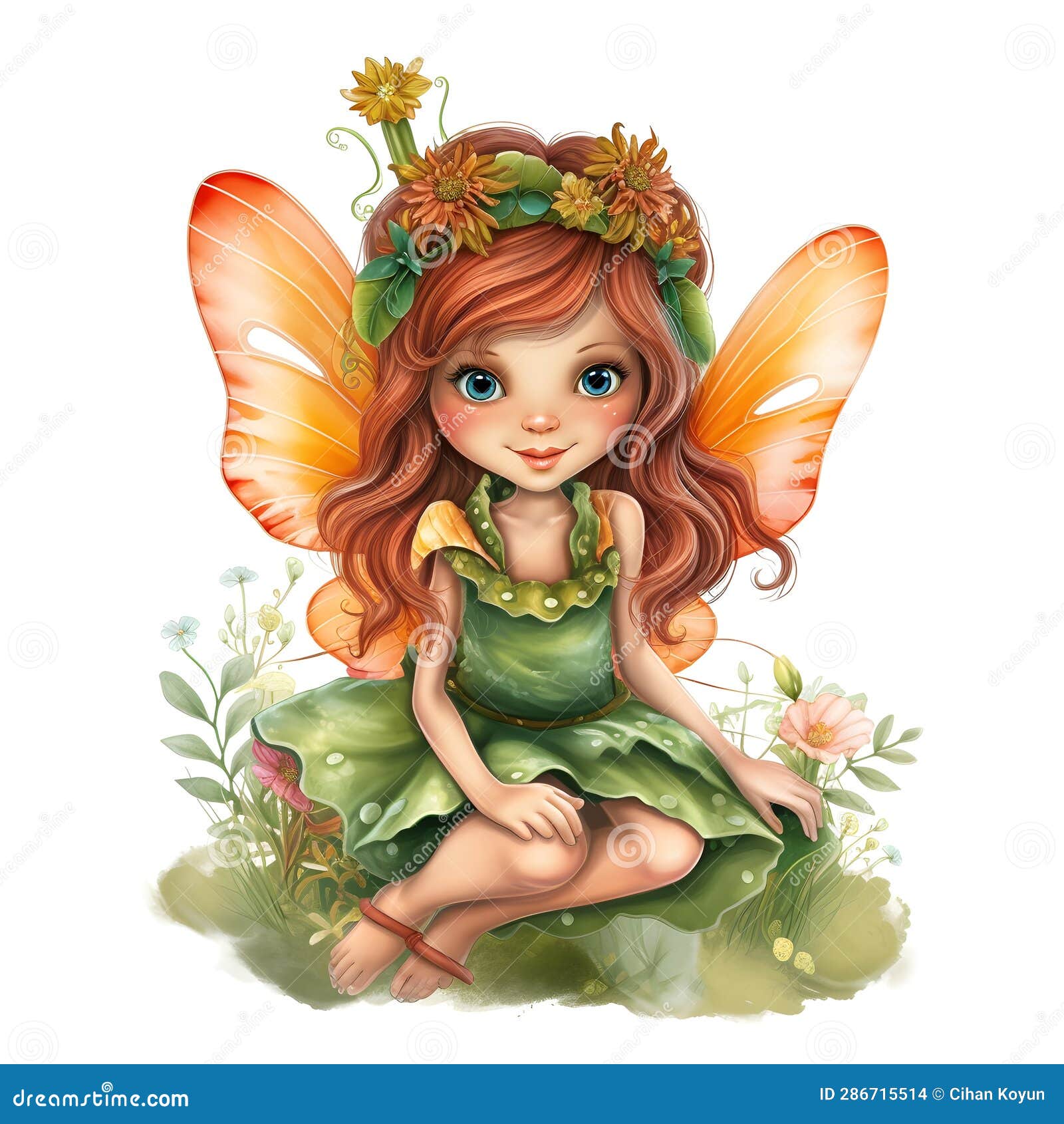 Mystical forest sprite stock illustration. Illustration of outline ...