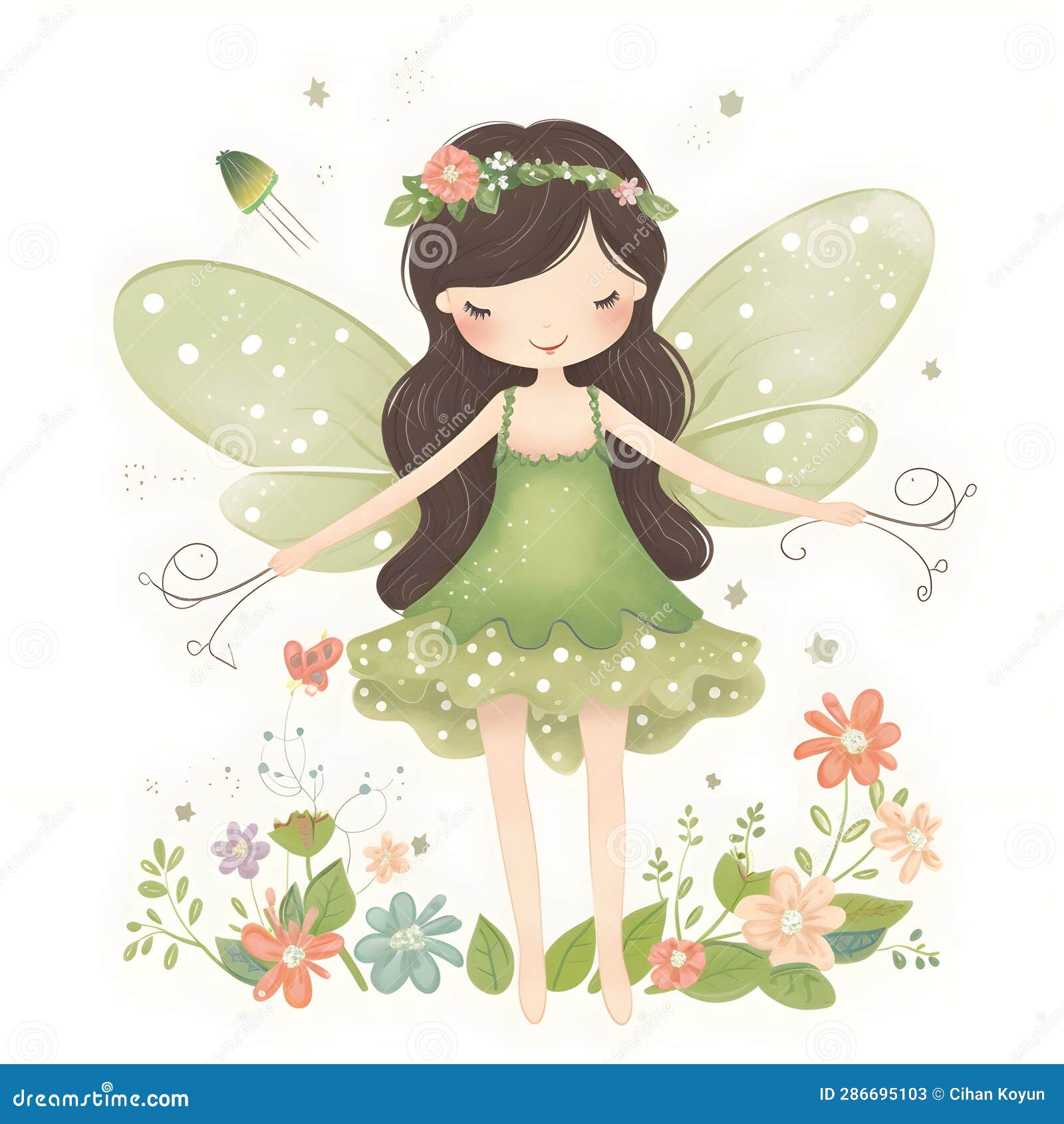 Mystical forest sprite stock illustration. Illustration of night ...