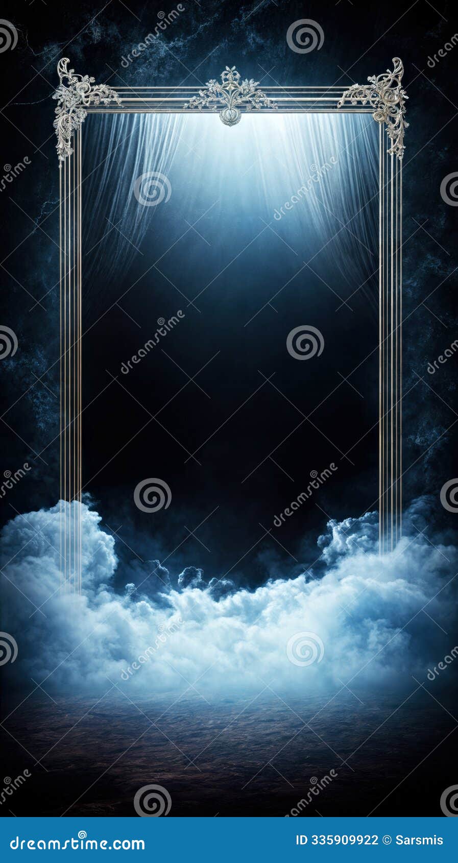 Mystical Frame in Fog with Ethereal Light . Fantasy Background Stock ...