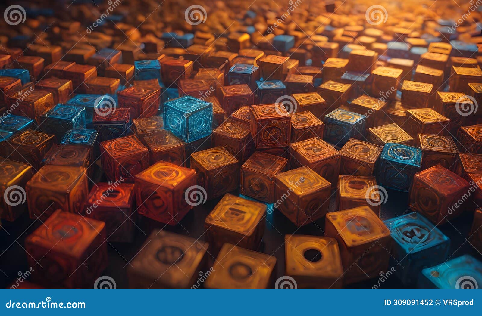 Mystical Glowing Elemental Cubes AI Generative Stock Photo - Image of ...
