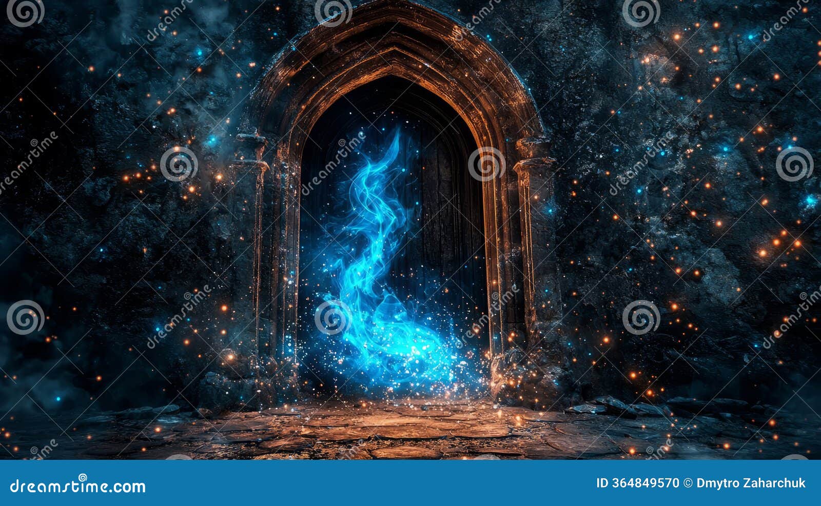 Mystical Glowing Neon Light Creepy Square Or Portal In The Forest, AI ...