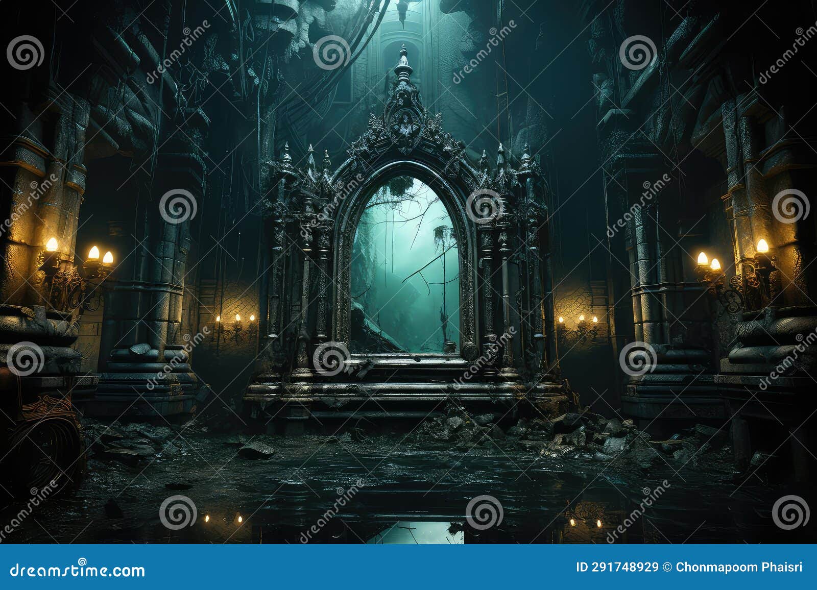 Mystical Gothic Temple at Night. 3D Rendering Generative AI Generative ...