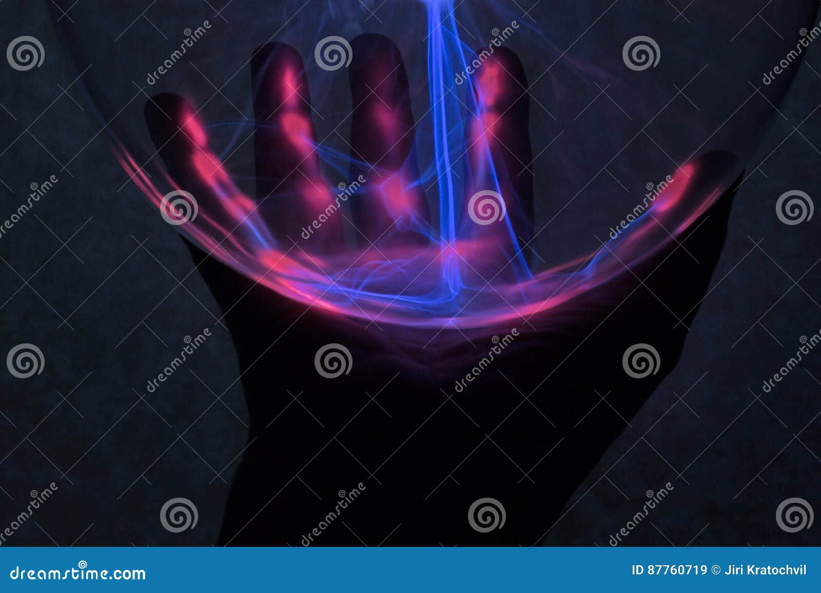 Mystical hand with plasma stock image. Image of night - 87760719
