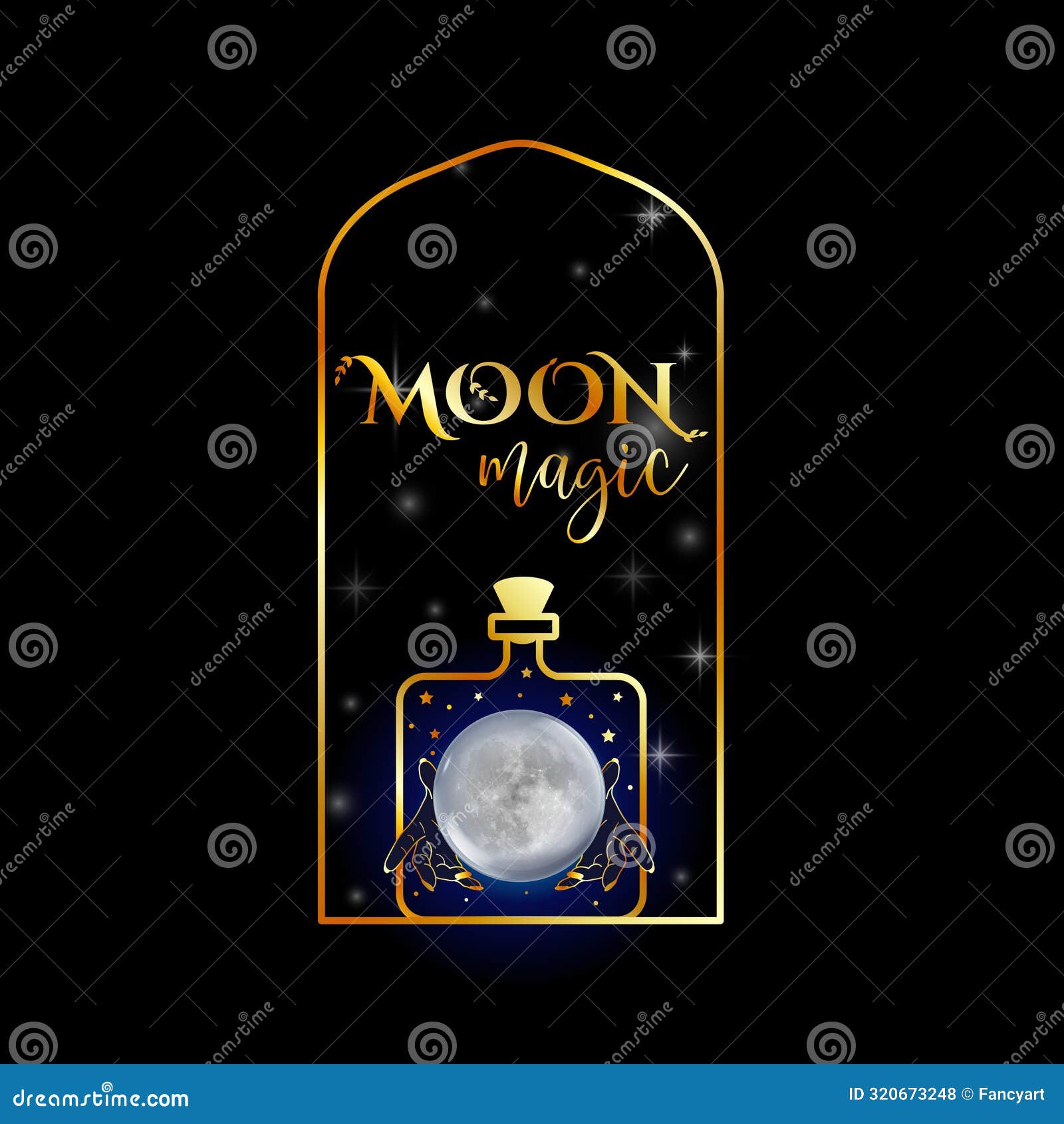 Mystical Hands Holding Full Moon Inside a Magic Potion Jar Stock ...