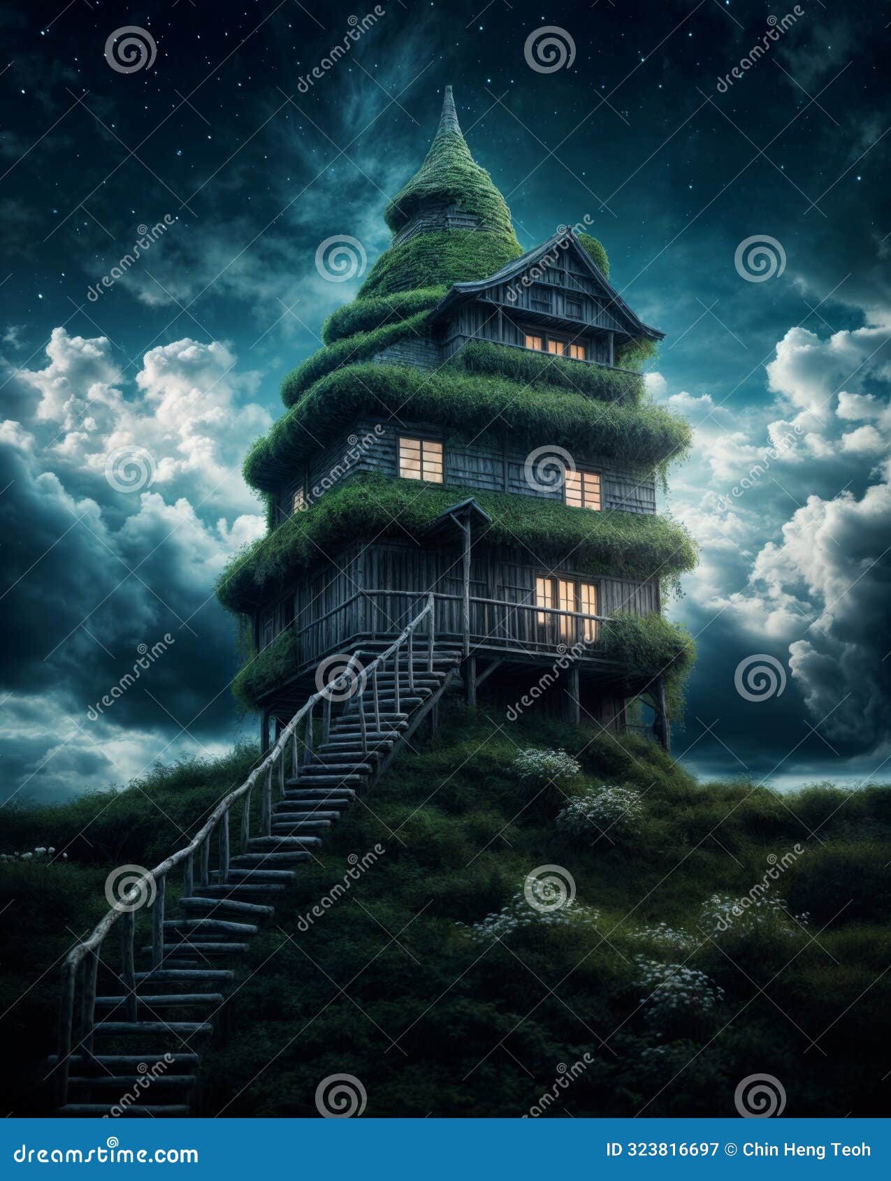 Mystical House Inside Glass Sphere, Ethereal Concept Of Dreamy Home In ...