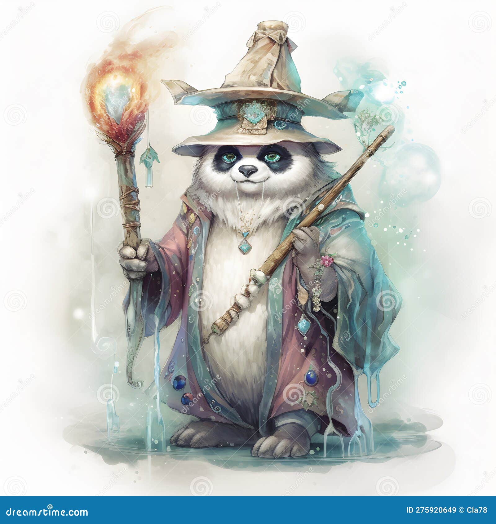 Mystical Iced Wizard Panda, Ai Generative Illustration Stock ...