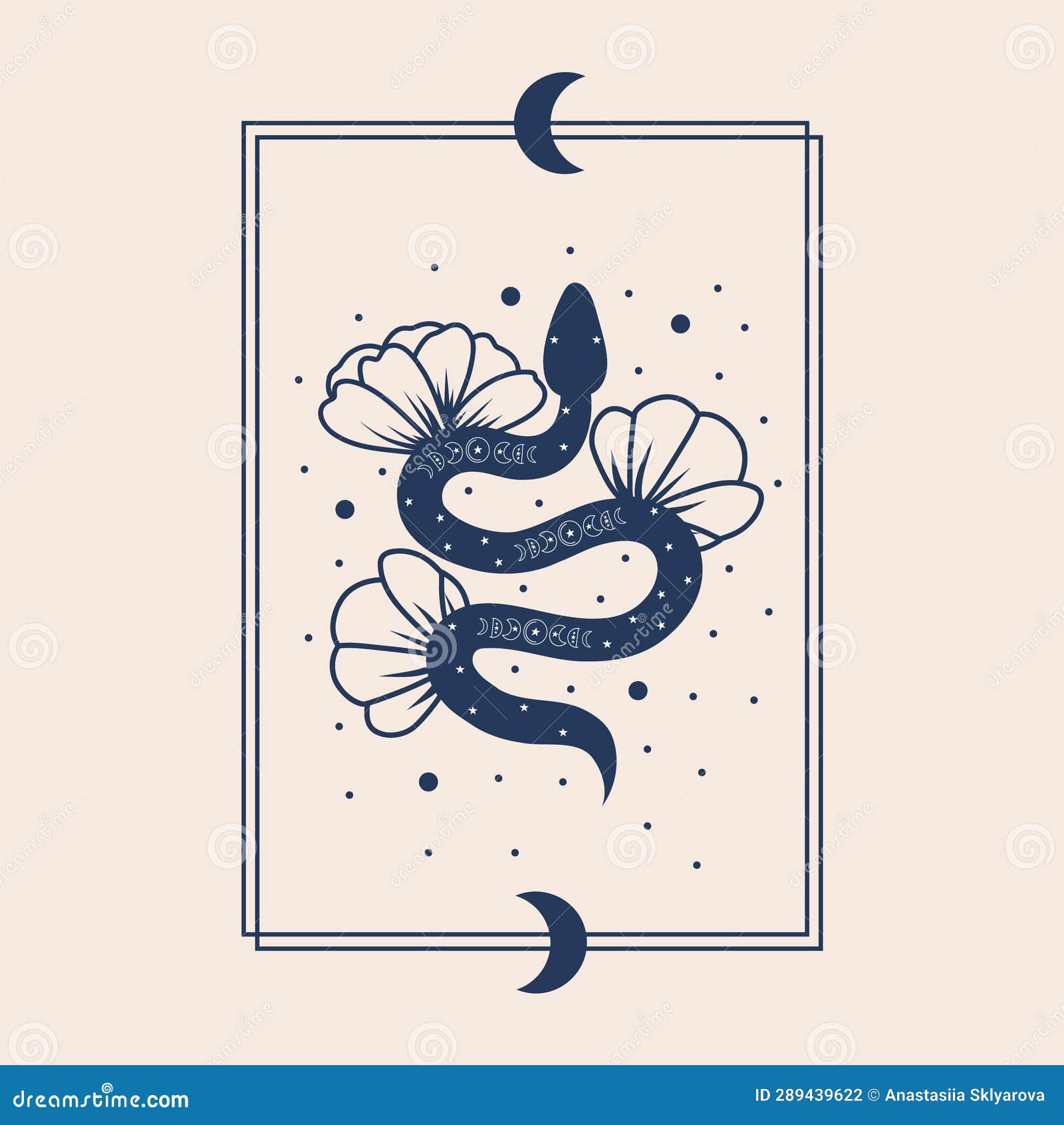 Mystical Illustration of Celestial Snake, Witchcraft Symbol Stock Illustration - Illustration of ...