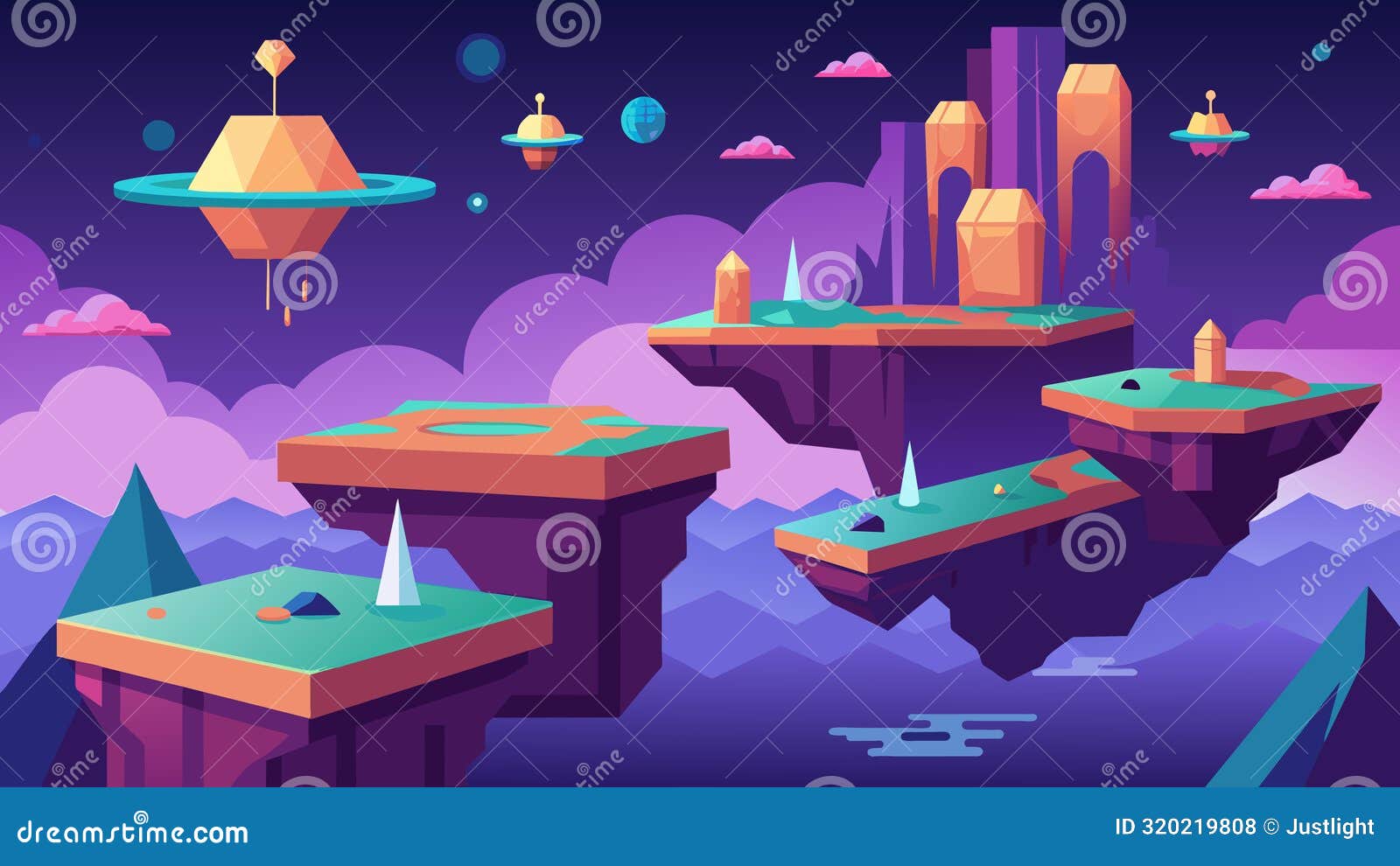 Moving Platforms With A Wavy Pattern. Optical Illusion Background ...