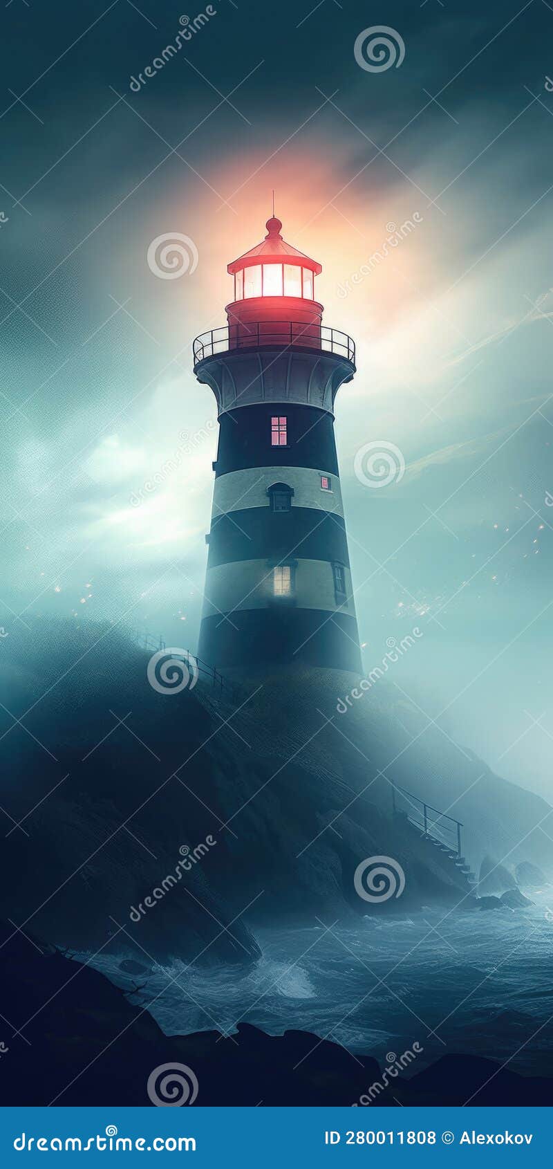 Mystical Lighthouse in the Fog. Perfect for Wallpapers and Posters ...
