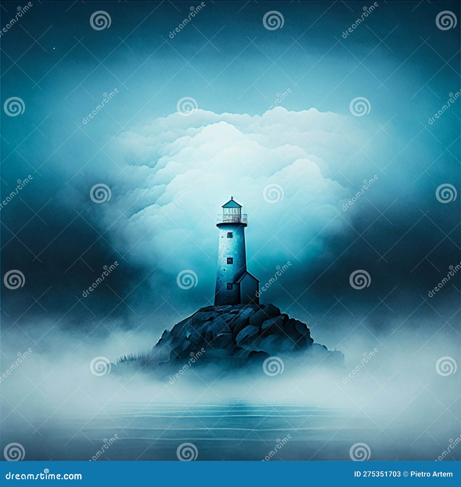 Mystical Lighthouse. a Minimalist Lighthouse Land, Generative AI Stock ...