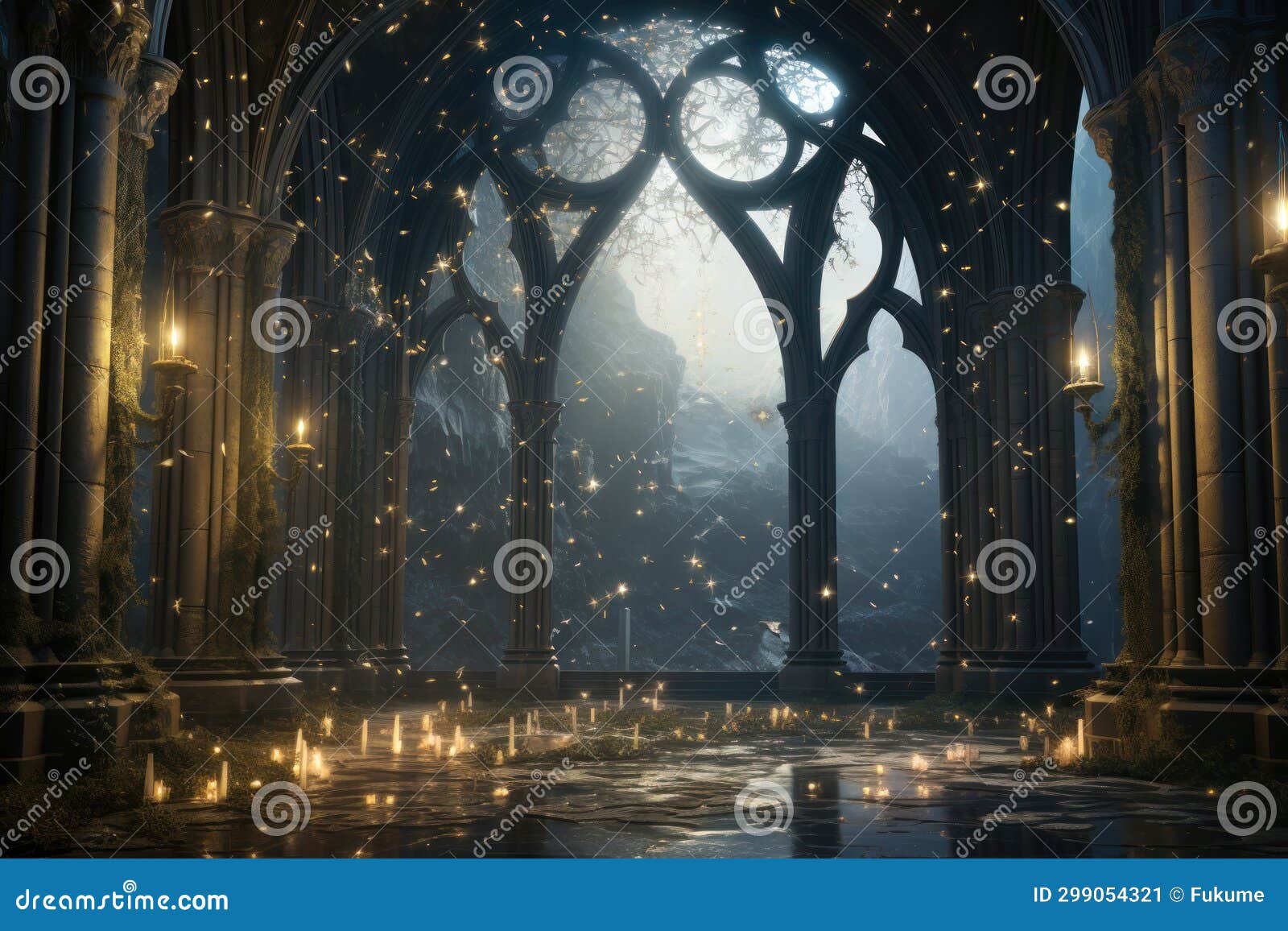 Mystical Magic Hall in the Castle Generative Ai Stock Image - Image of ...