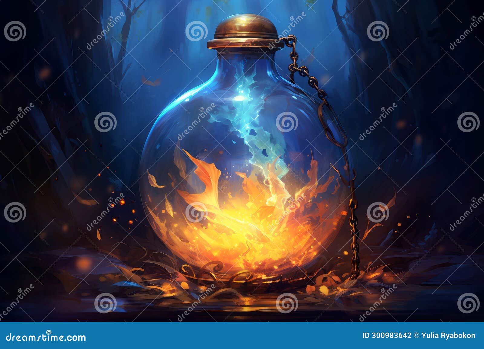 Mystical Magical Waterfall In The Mountains Royalty-Free Illustration ...