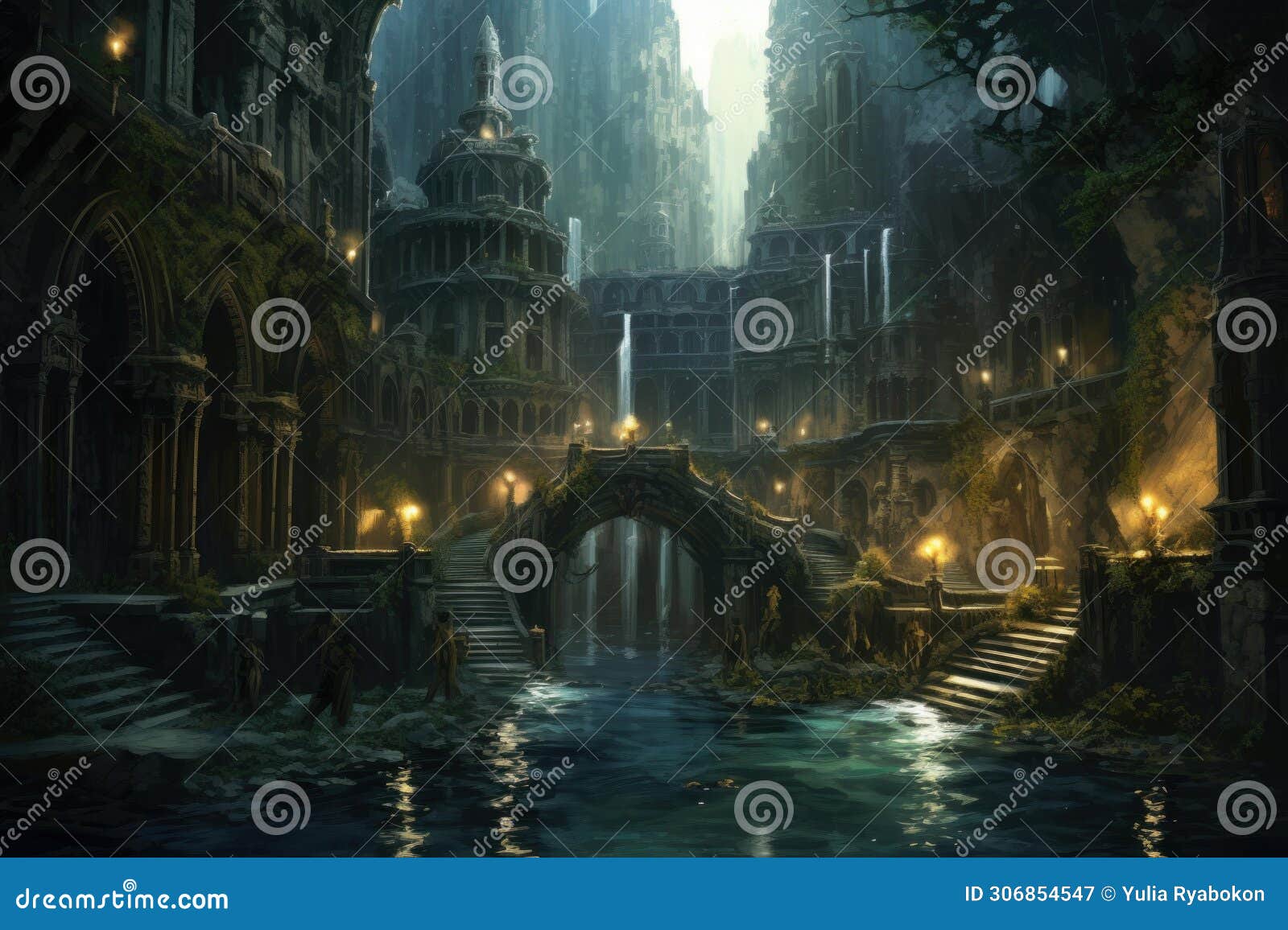 Mystical Medieval Kingdom. Building Gate Stock Illustration ...
