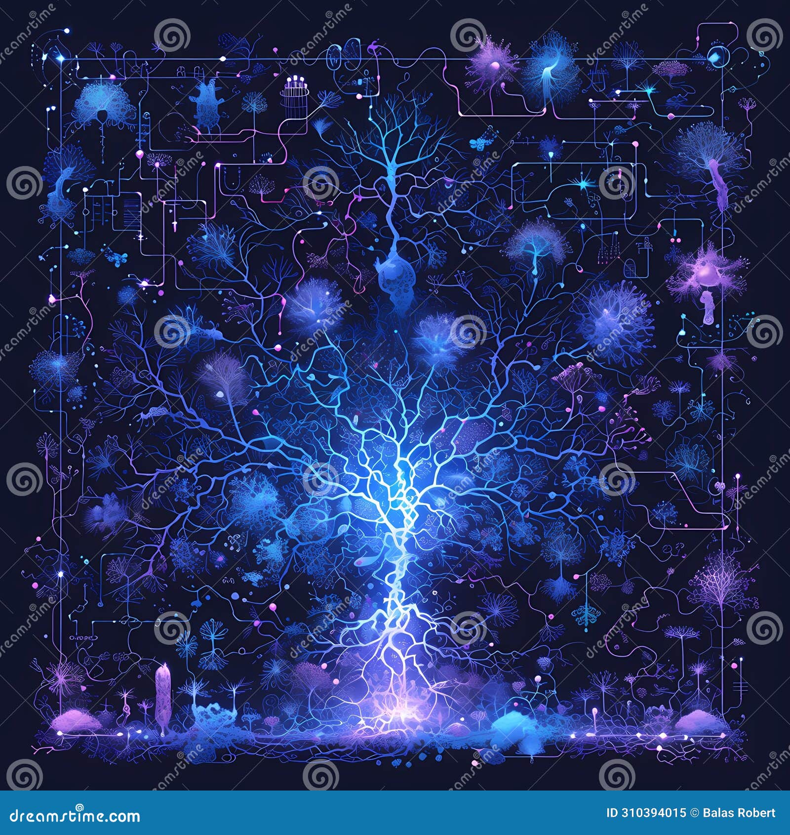 Mystical Mind Tree Illustration Stock Illustration - Illustration of ...