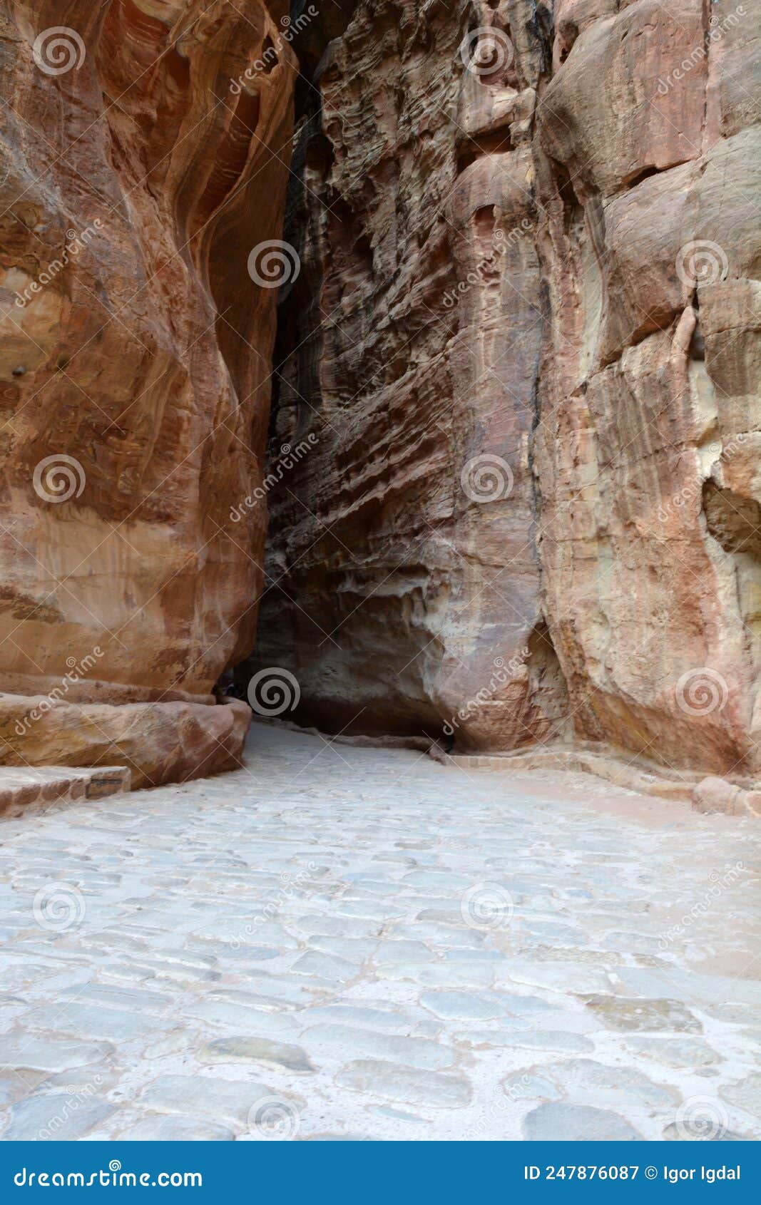Mystical Narrow Passage between Gigantic Rocks in Petra Stock Image ...