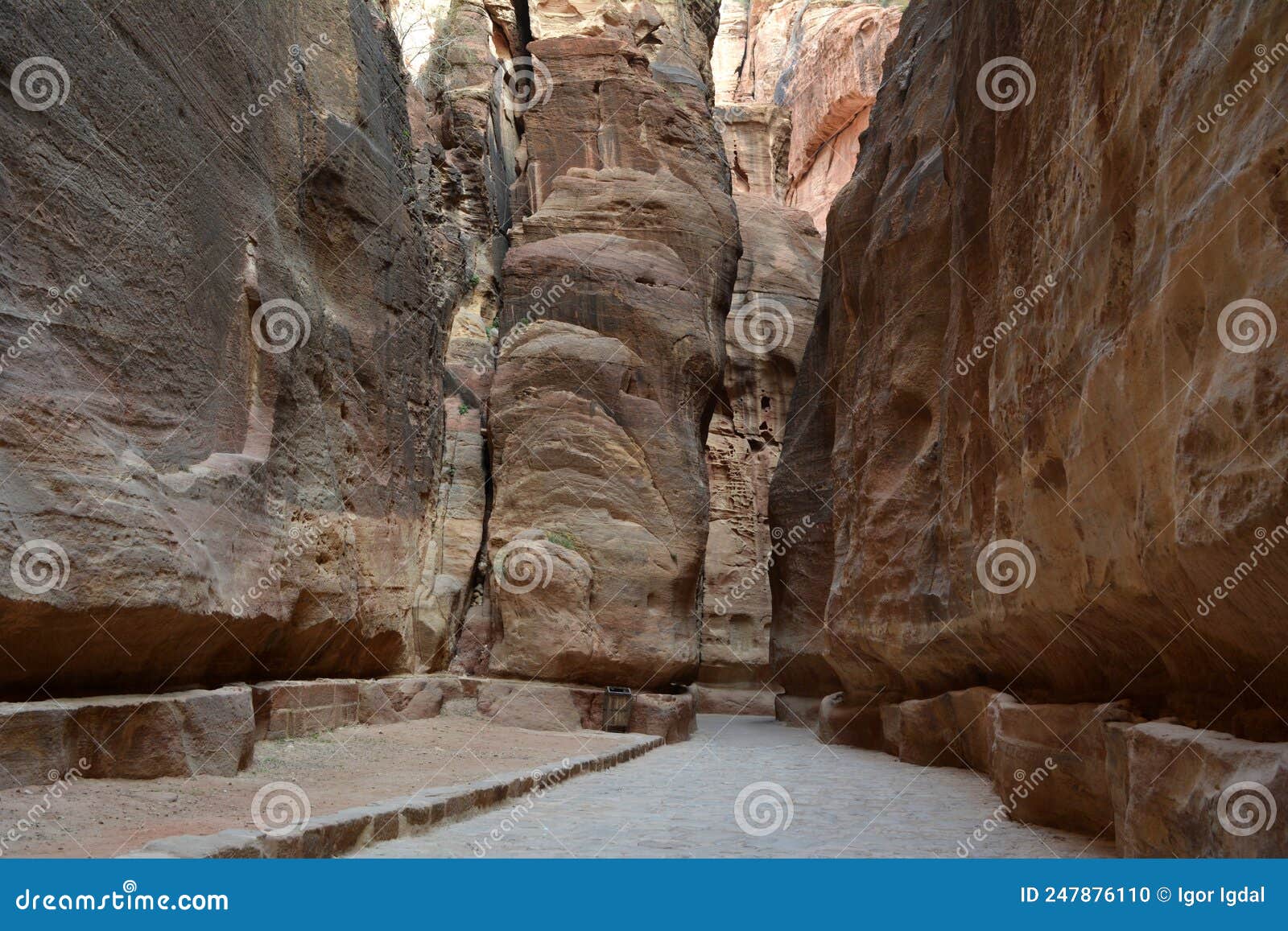 Mystical Narrow Passage between Gigantic Rocks in Petra Stock Photo ...