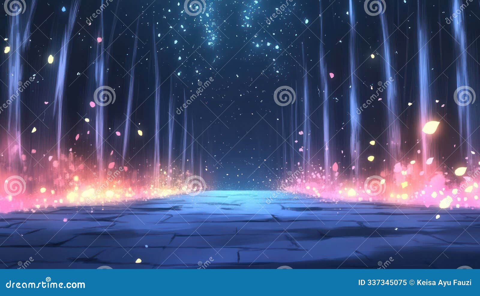 A Mystical Pathway Illuminated by Glowing Particles, Leading into a ...