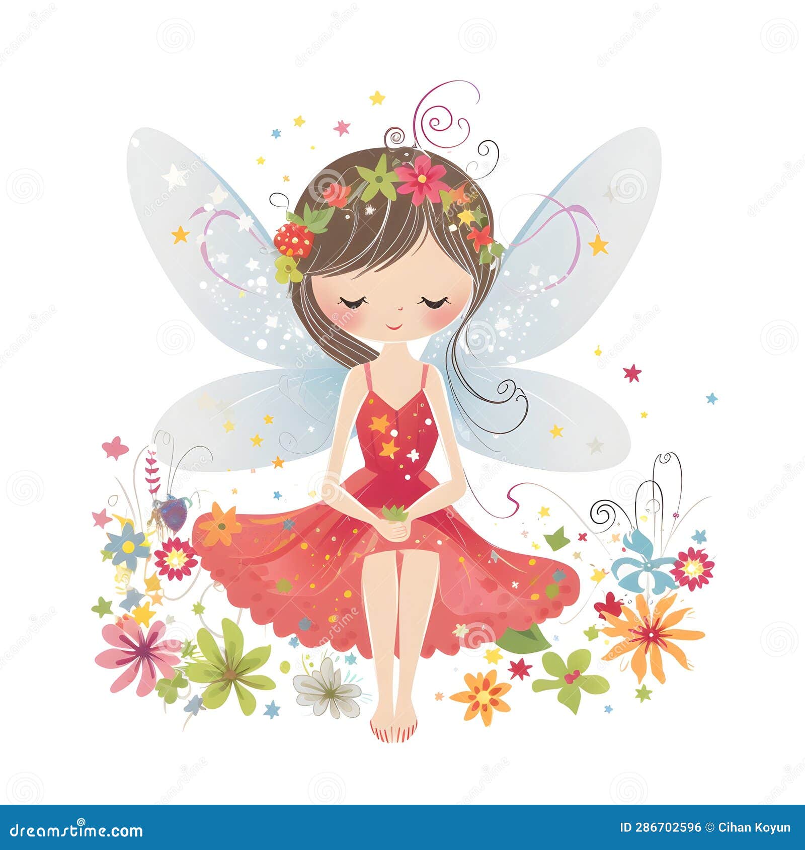 Mystical Pixie Sprite Design Stock Illustration - Illustration of leaf ...