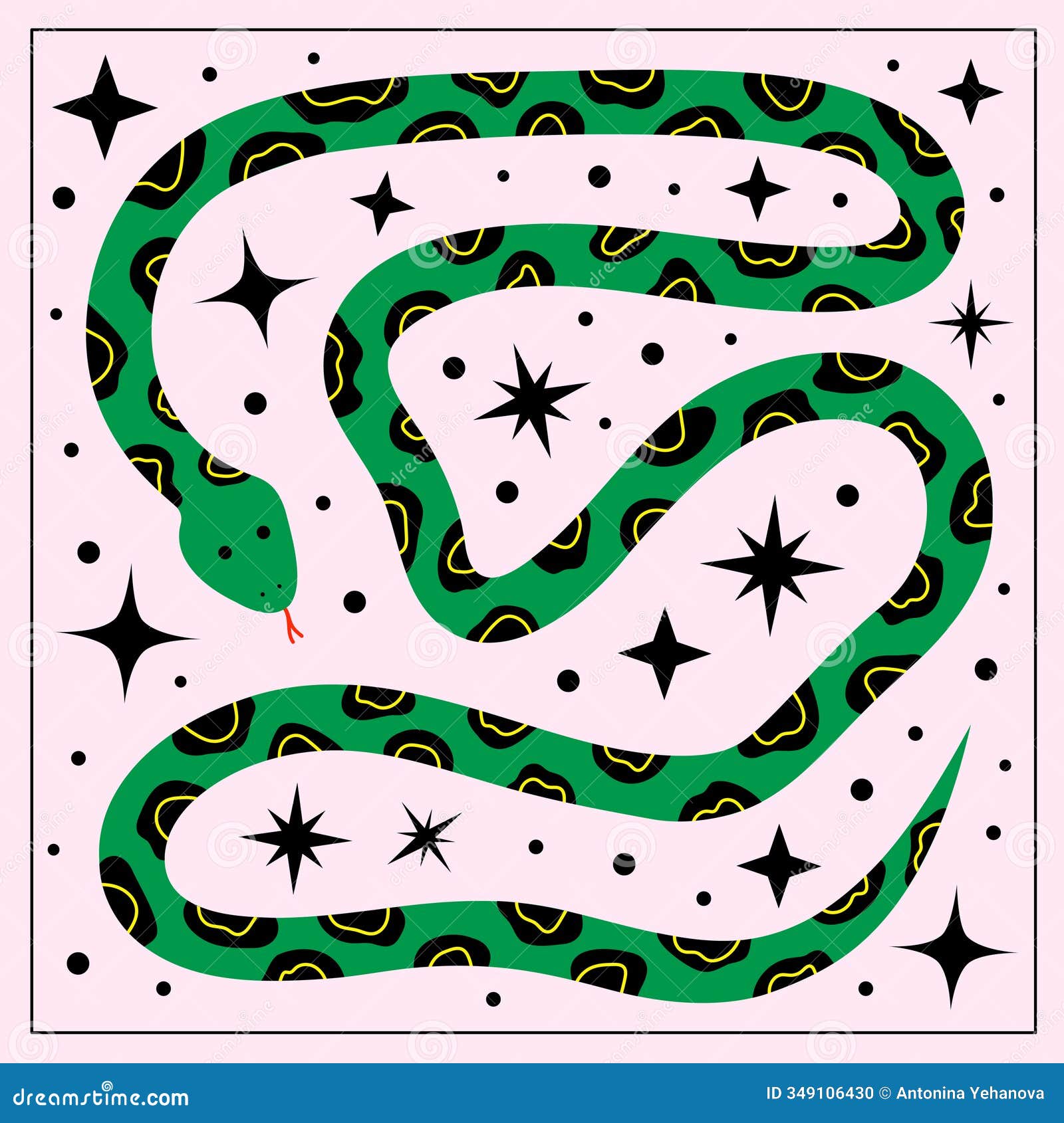 Mystical Poster with a Snake and Stars. Hand Drawn Stock Vector ...