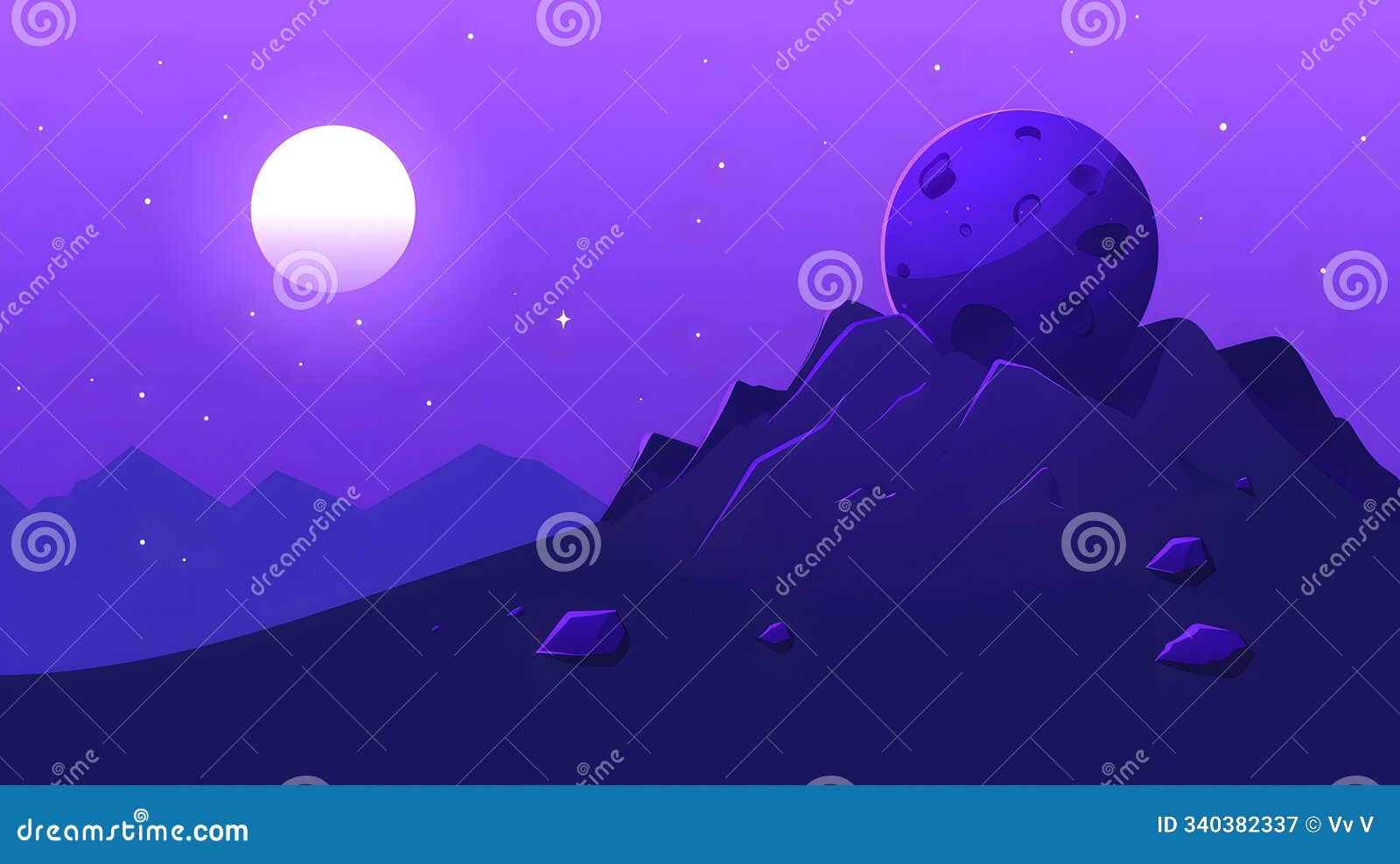 Mystical Purple Night Sky with a Glowing Moon Stock Image - Image of ...