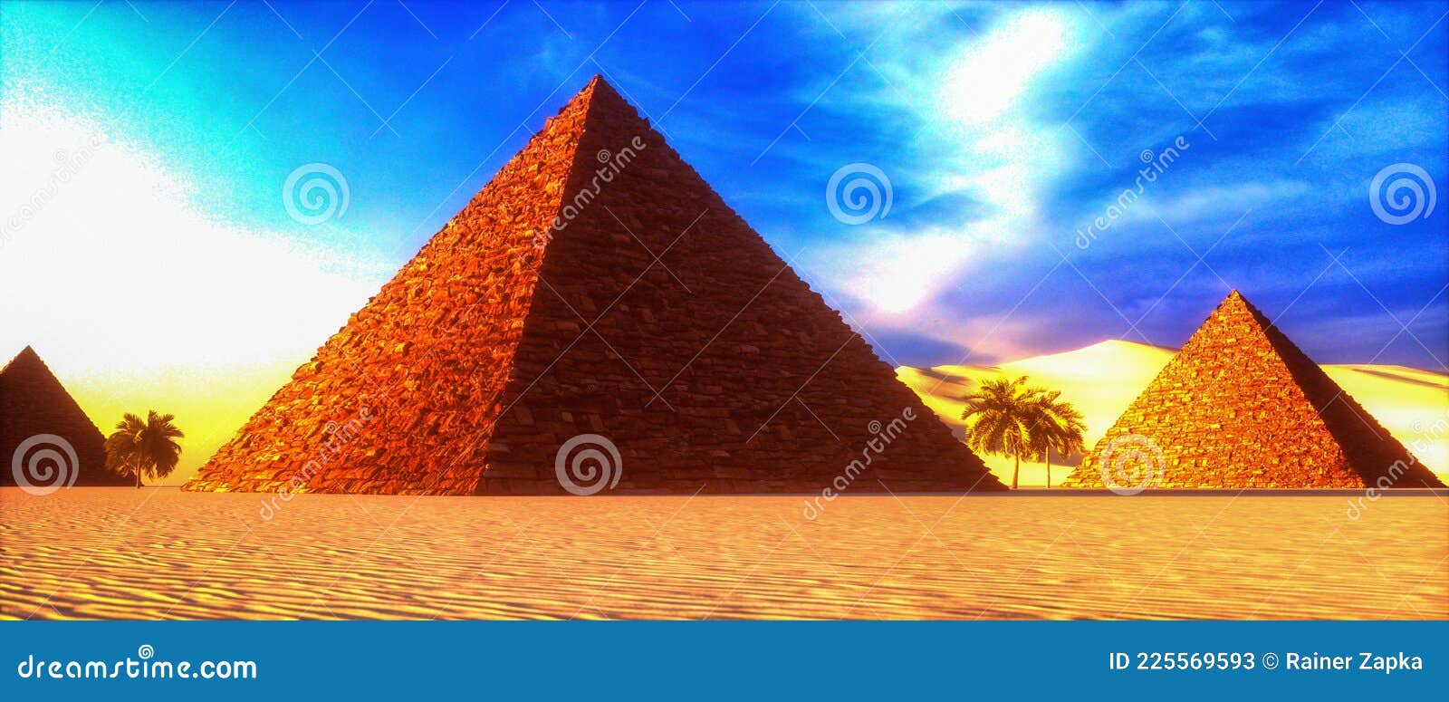 Mystical Pyramid in the Desert 3d Rendering Stock Illustration ...